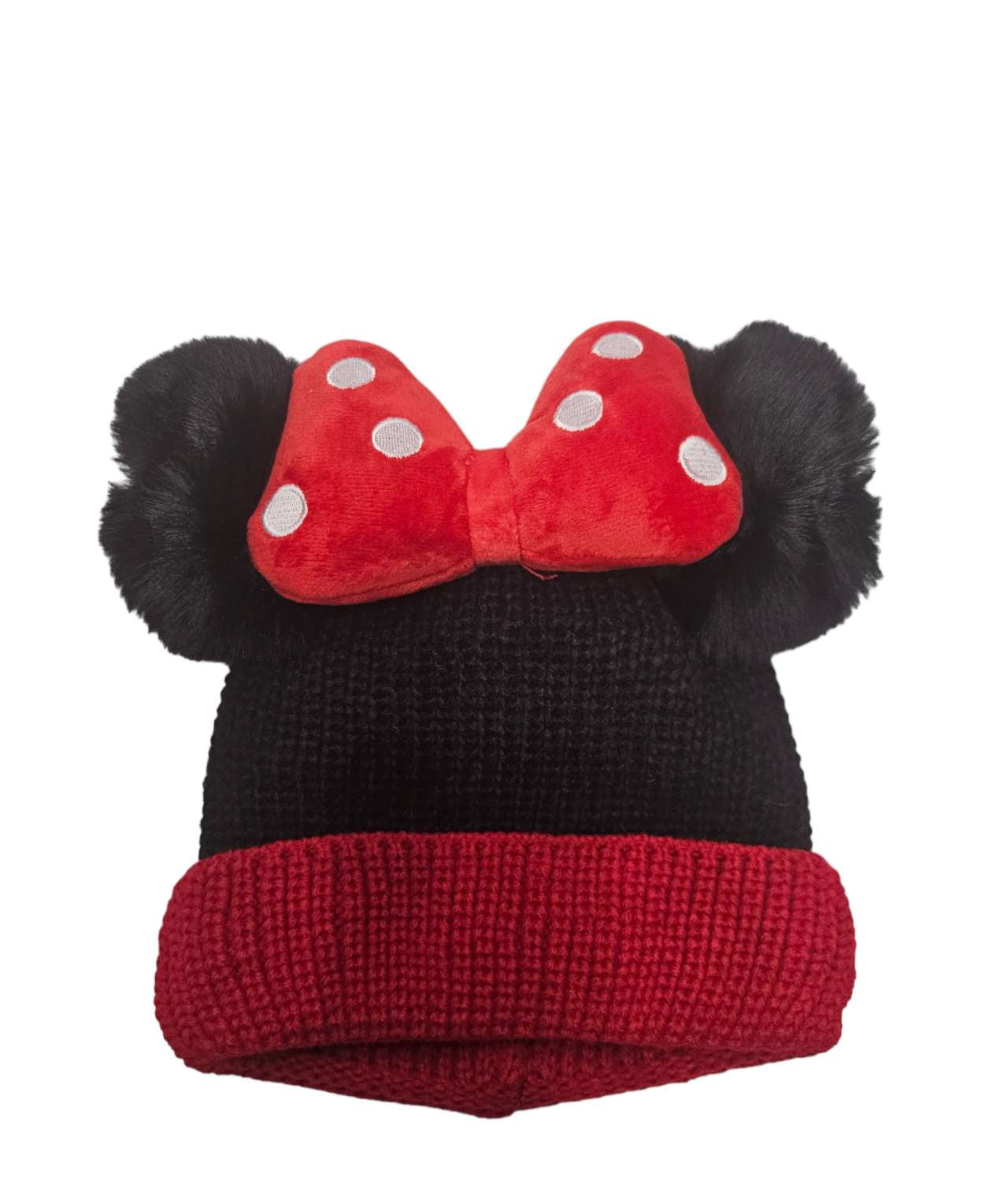 Red Polka Winter Minnie inspired Pom Beanie, Mickey minnie hat, winter ...