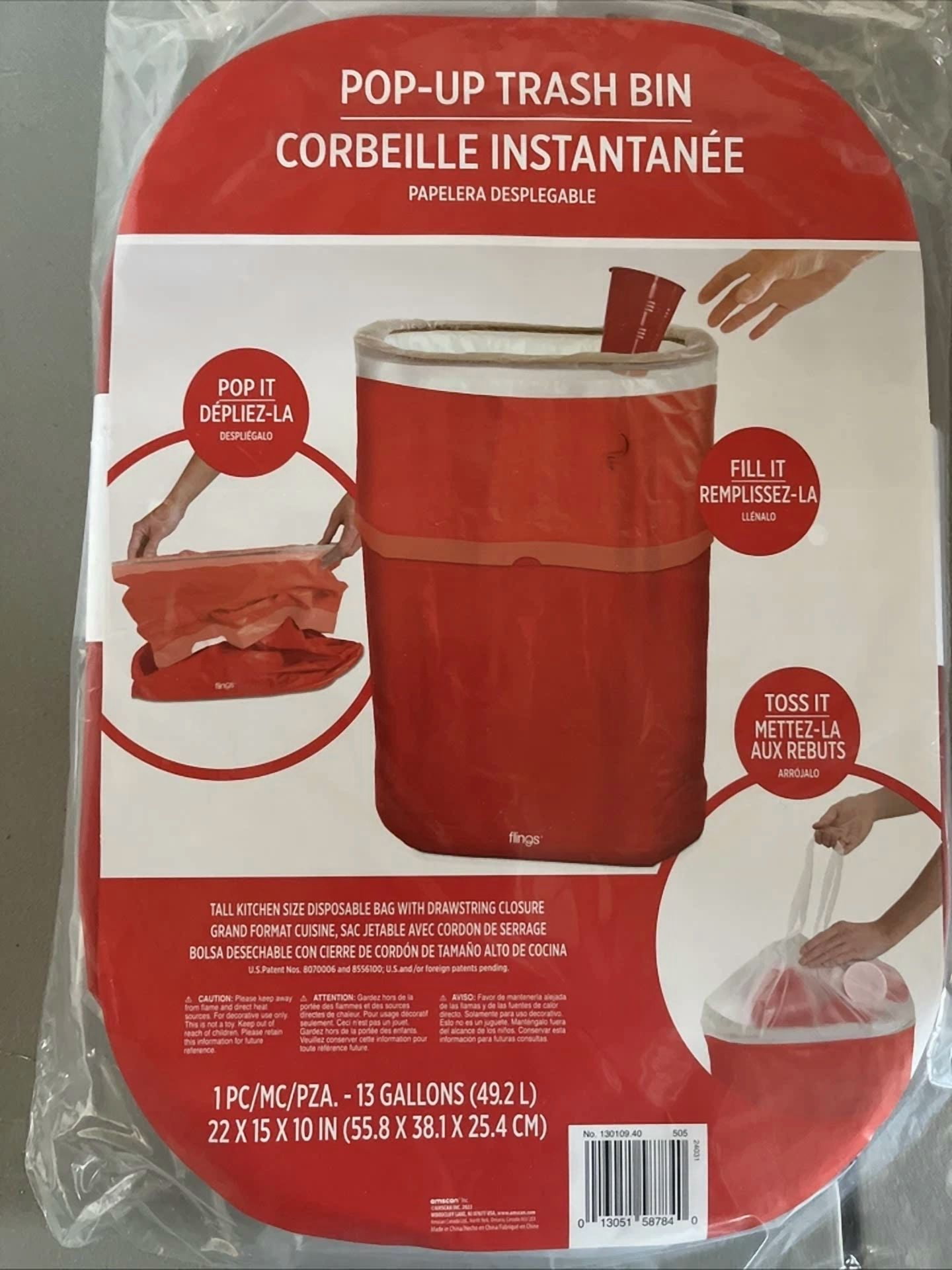 Red Pop Up Trash Bin Theme Party Decoration Fling Bin Trash Can ...