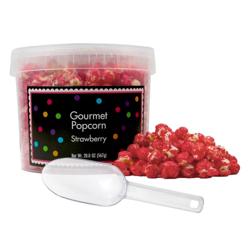 Red Popcorn Bucket with Scoop, 20 Ounce, Strawberry Flavored Popcorn ...