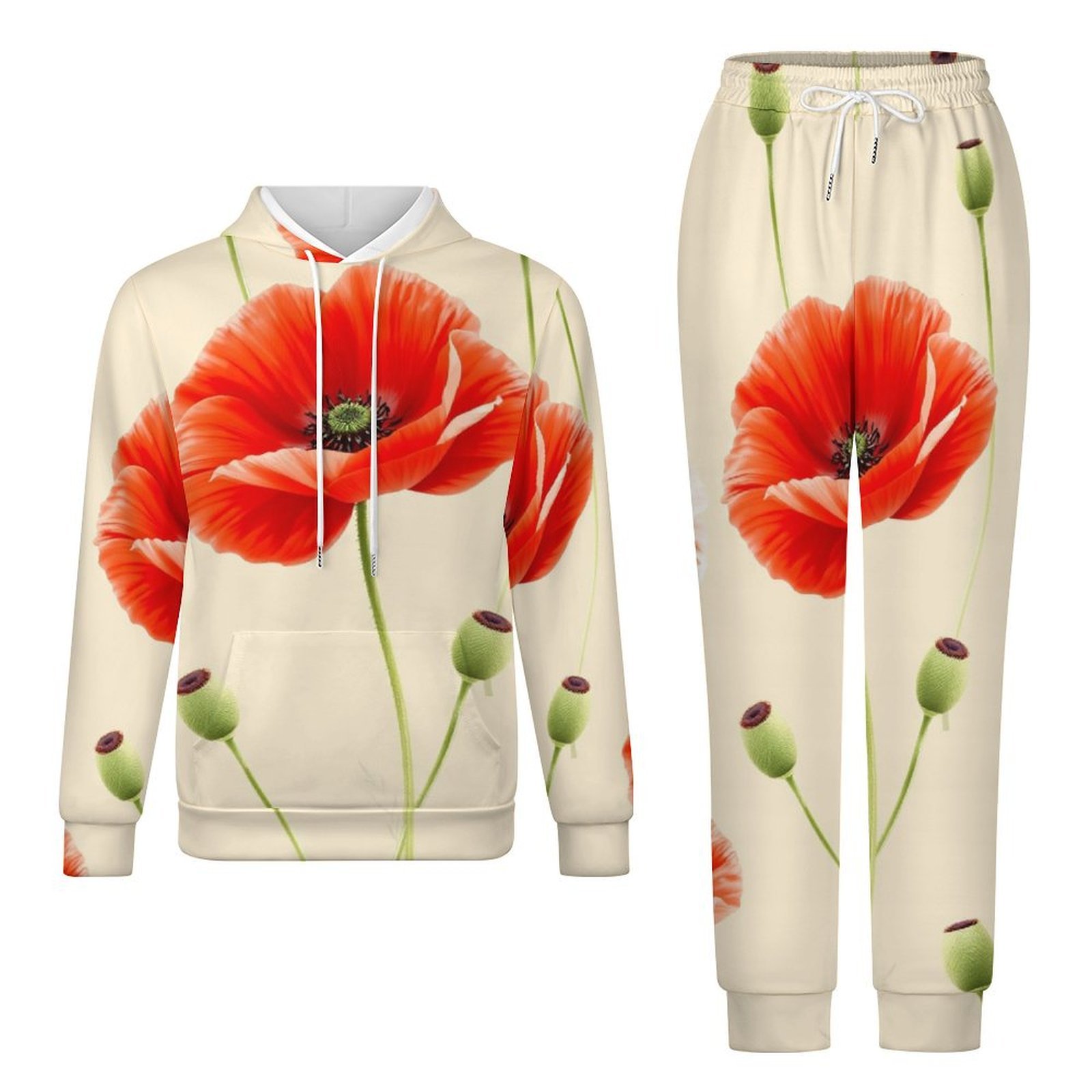 Red Poppies Bloom(16) Hoodie And Pants Set Tracksuit Men Women Clothing ...