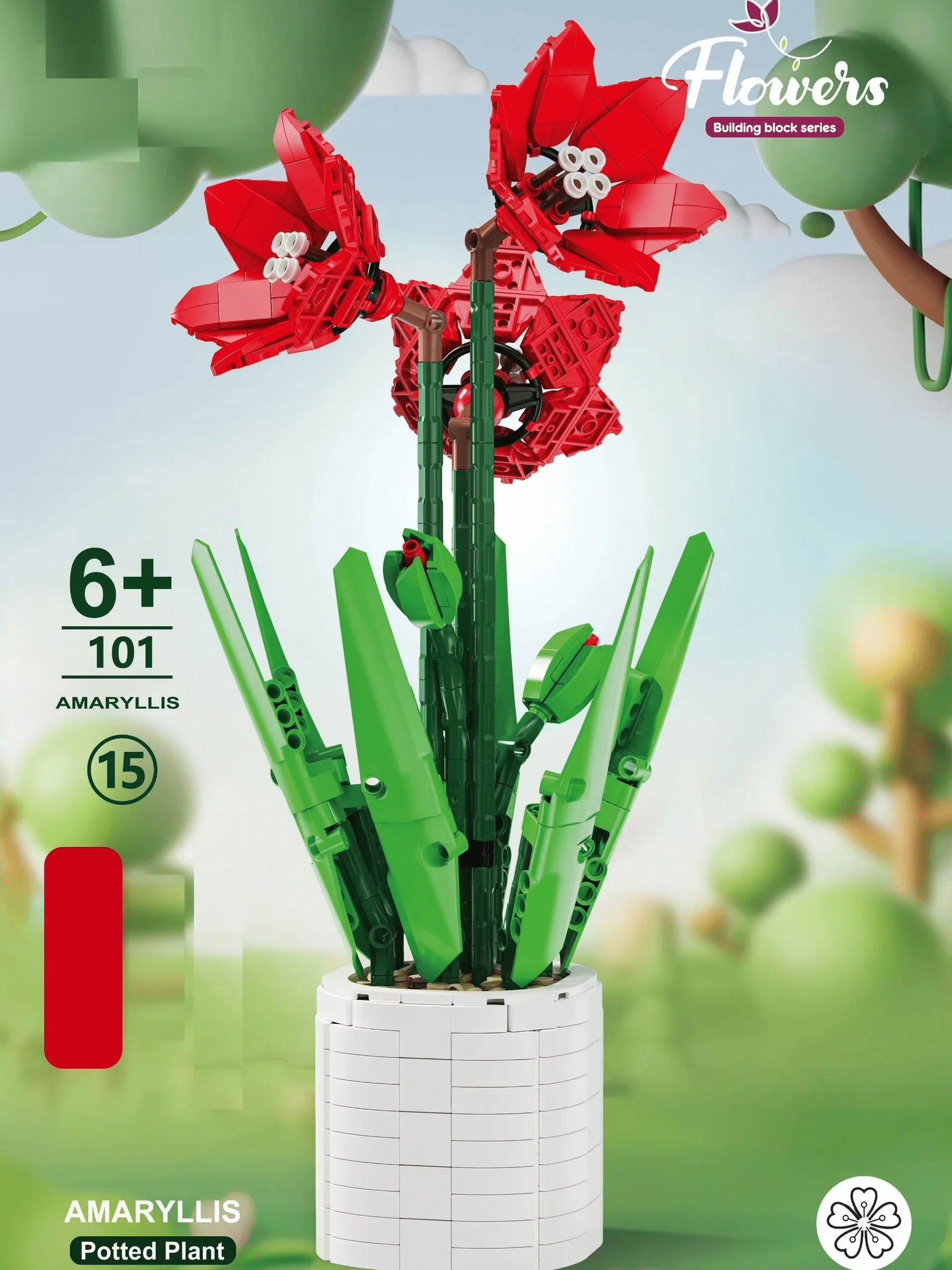 Red Poppies Building Brick Potted Flower F07M9-15(101) - Walmart.com