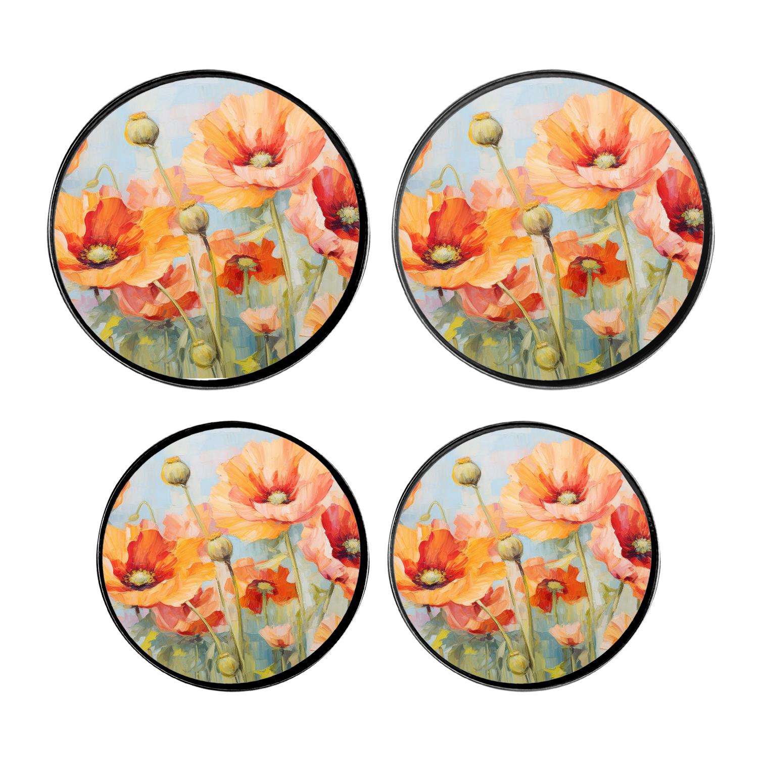 Red Poppies Spring Flowers Wildflowers Art Stove Burner Covers Set,Gas ...