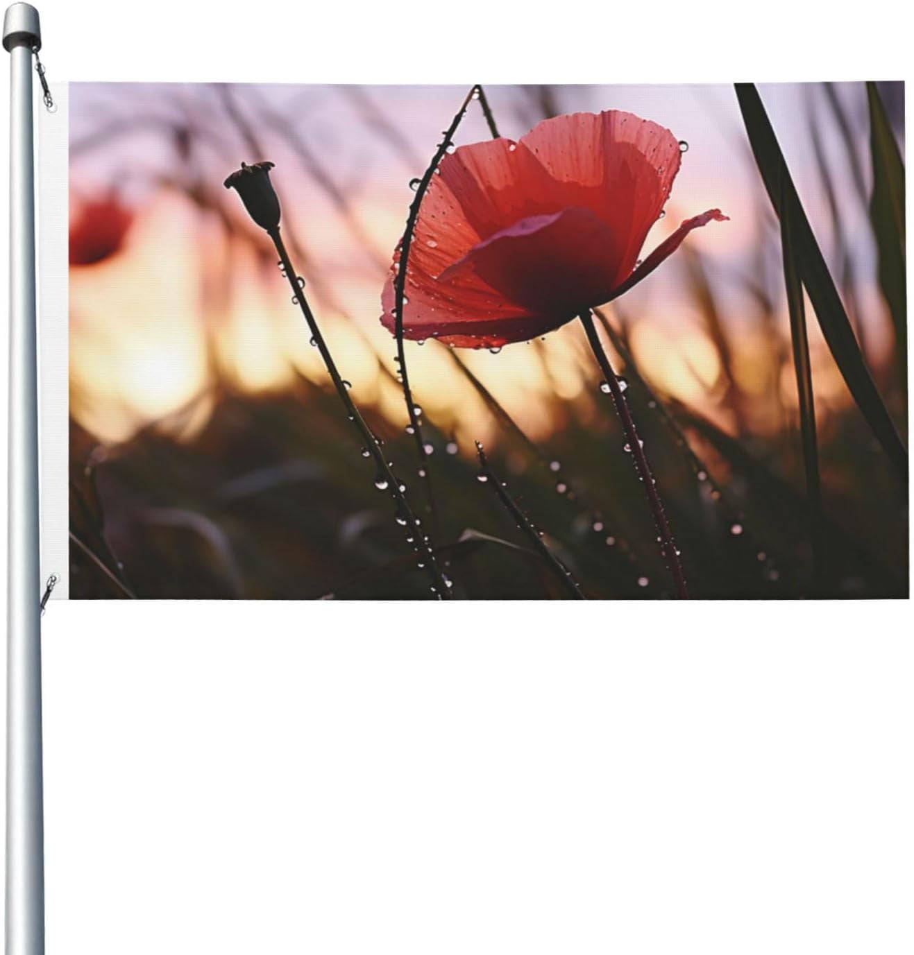 Red Poppy in Bloom Flag 3x5 ft Flags for Outside Funny Banner Garden ...