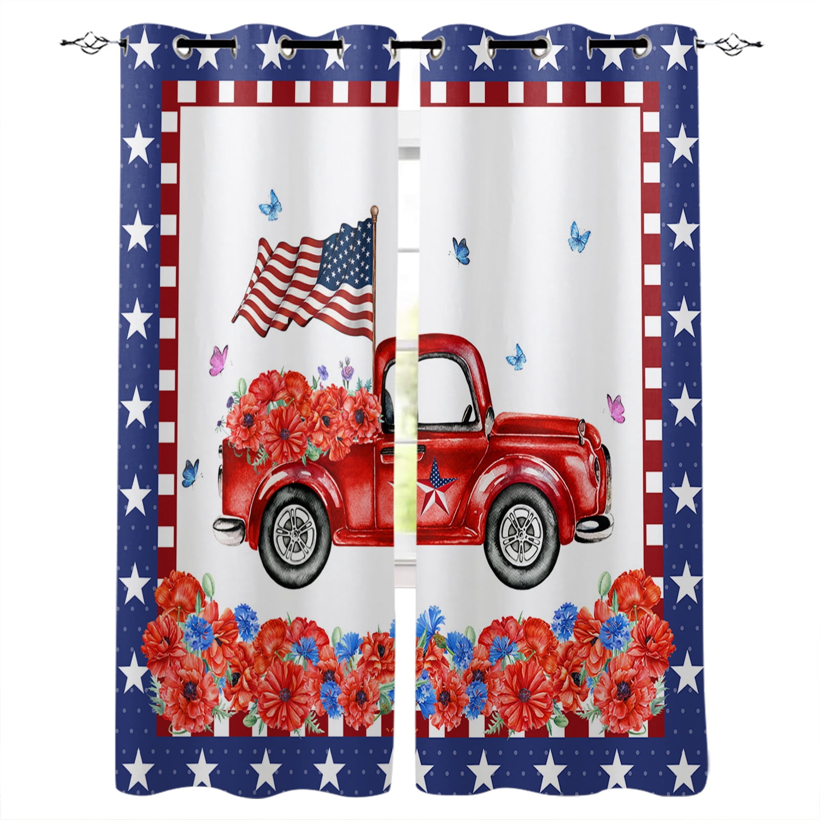 Red Poppy Board Grain Window Curtains Living Room Kitchen Curtains for ...
