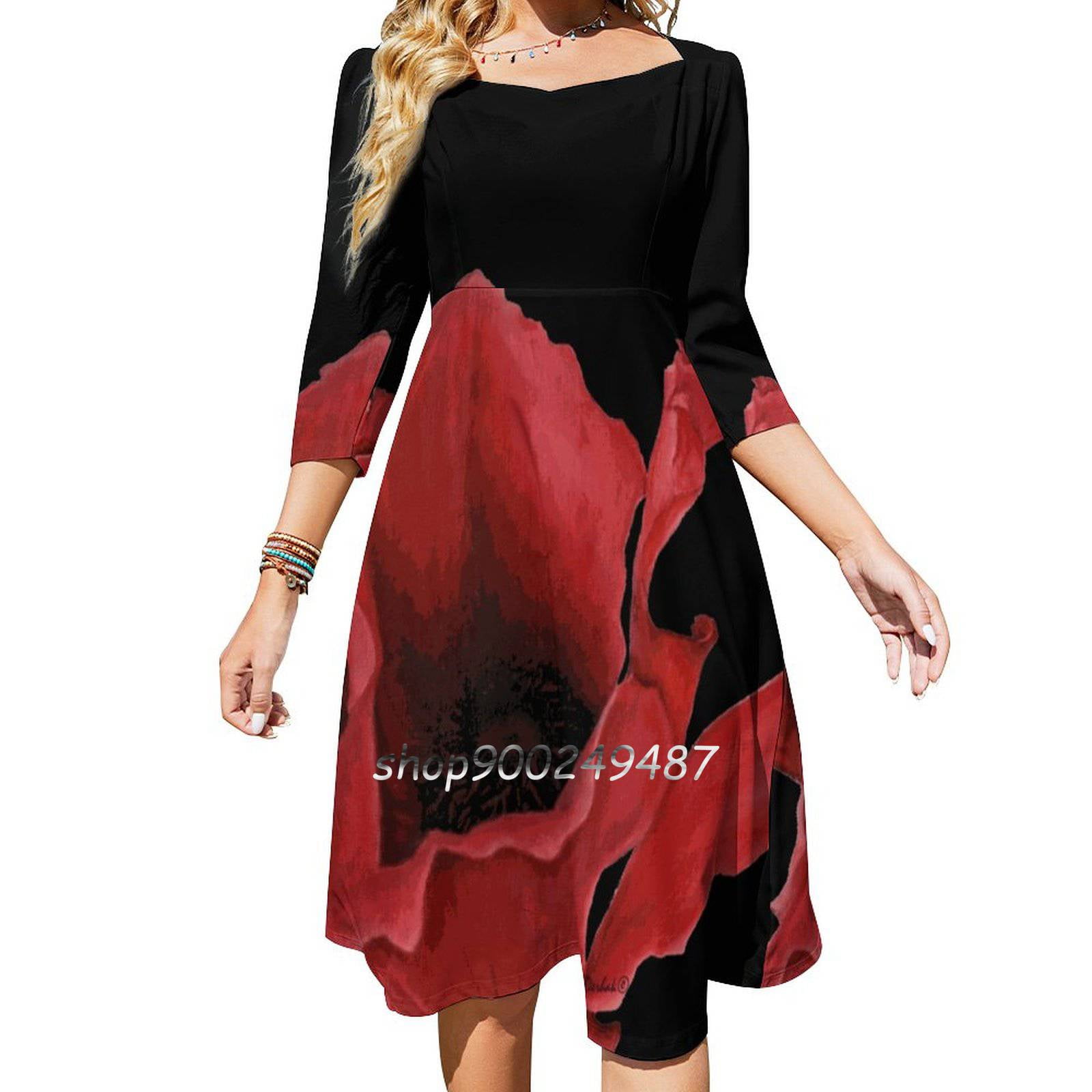 Red Poppy By Dianna Derhak Evening Party Dresses Midi Sexy Dress Female ...