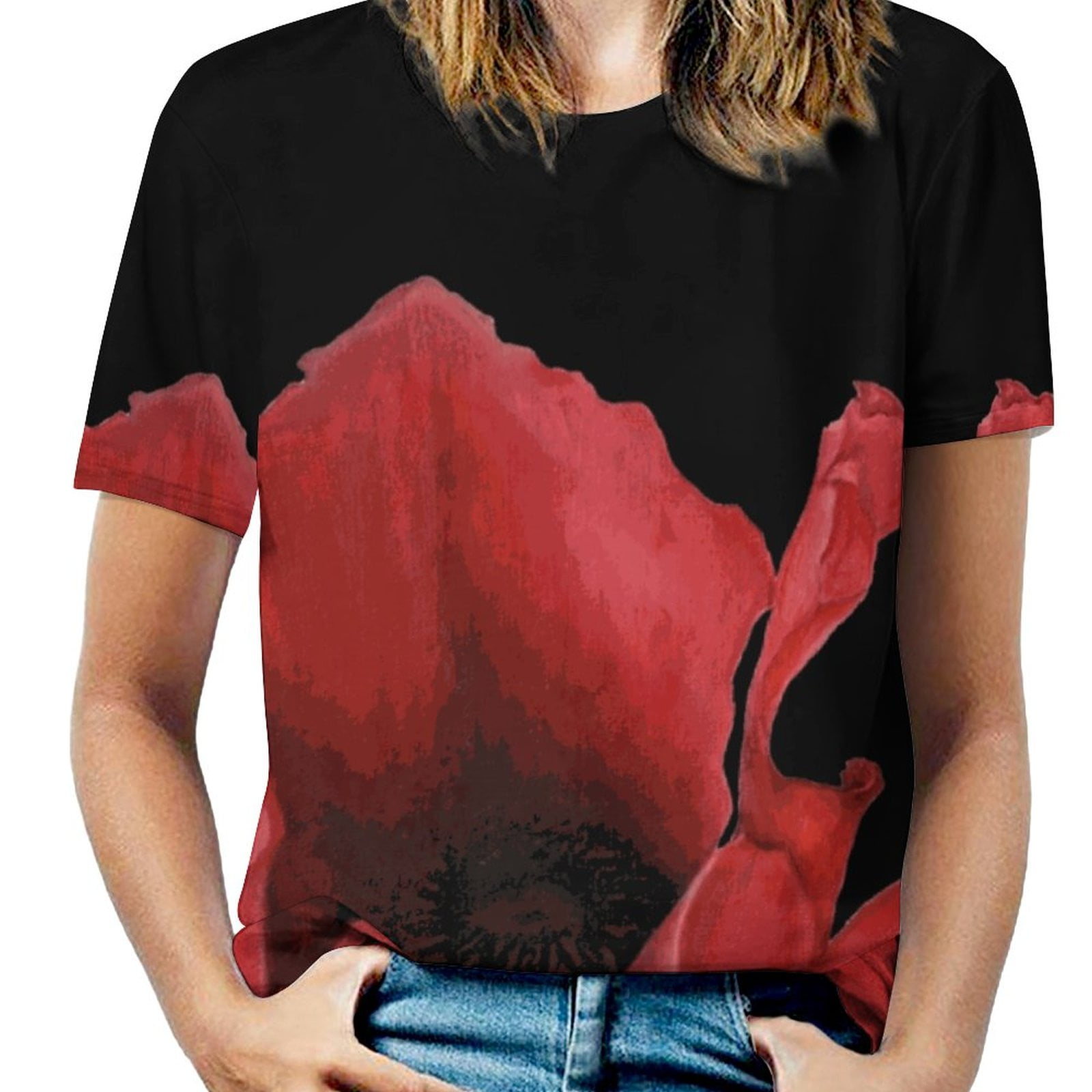 Red Poppy By Dianna Derhak Sexy And Club Fashion Female T-Shirt Short ...