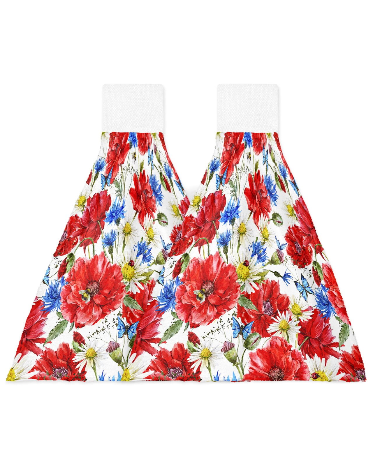 Red Poppy Daisy Flower Custom Wipe Hand Towel Absorbent Hanging Towels ...