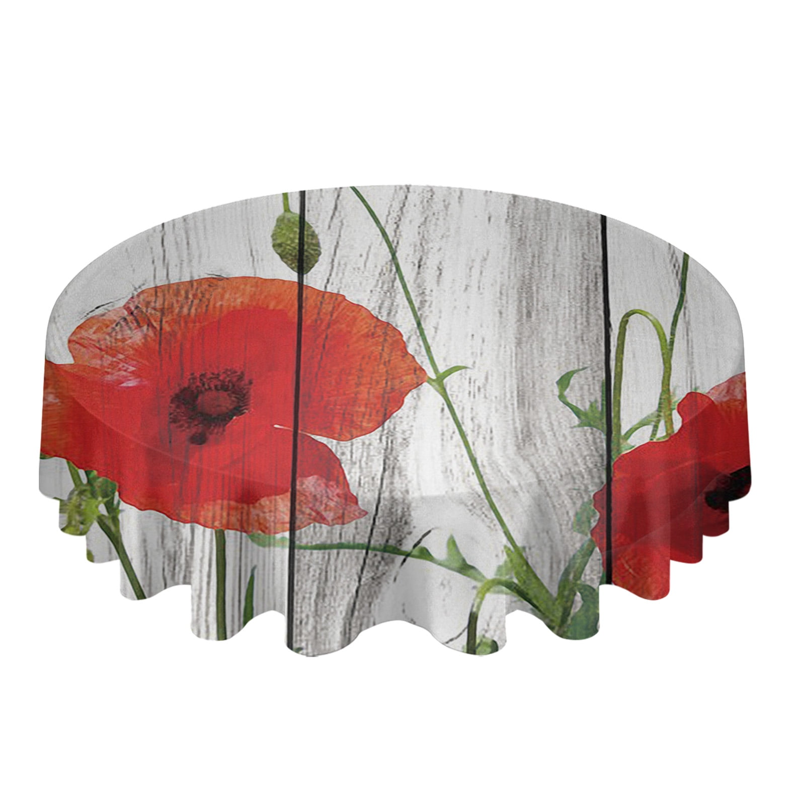 Red Poppy Field Flowers Round Tablecloths for Dining Table Waterproof ...