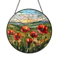 Red Poppy Field Stained Glass Suncatcher, Wildflower Landscape Window ...