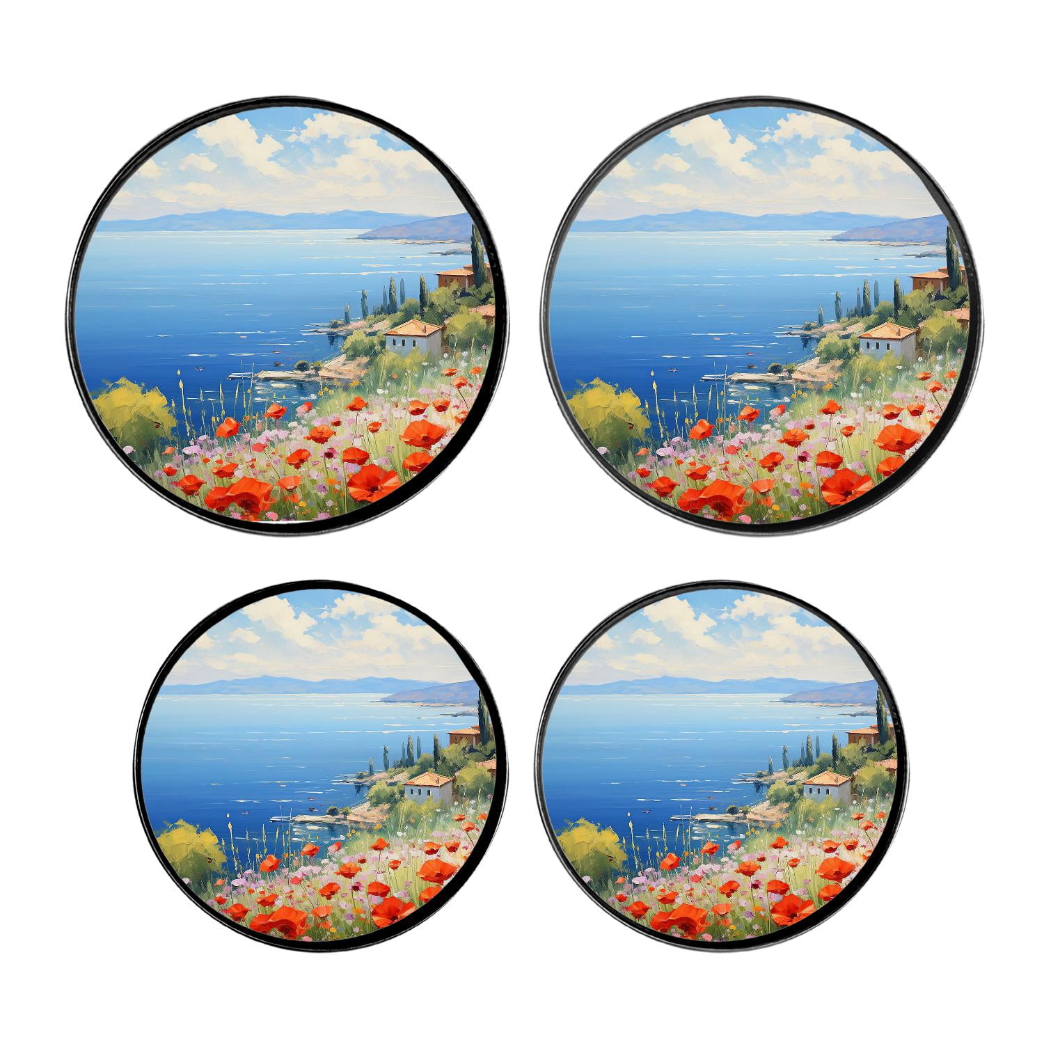 Red Poppy Floral Field Art Stove Burner Covers Set,Gas Stove Burner ...