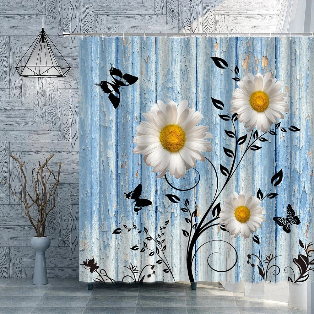 Red Poppy Floral Shower Curtain Watercolor Plants Flowers Leaves Shower ...