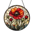 Red Poppy Flower Field Stained Glass Style Suncatcher – Window Hanging ...