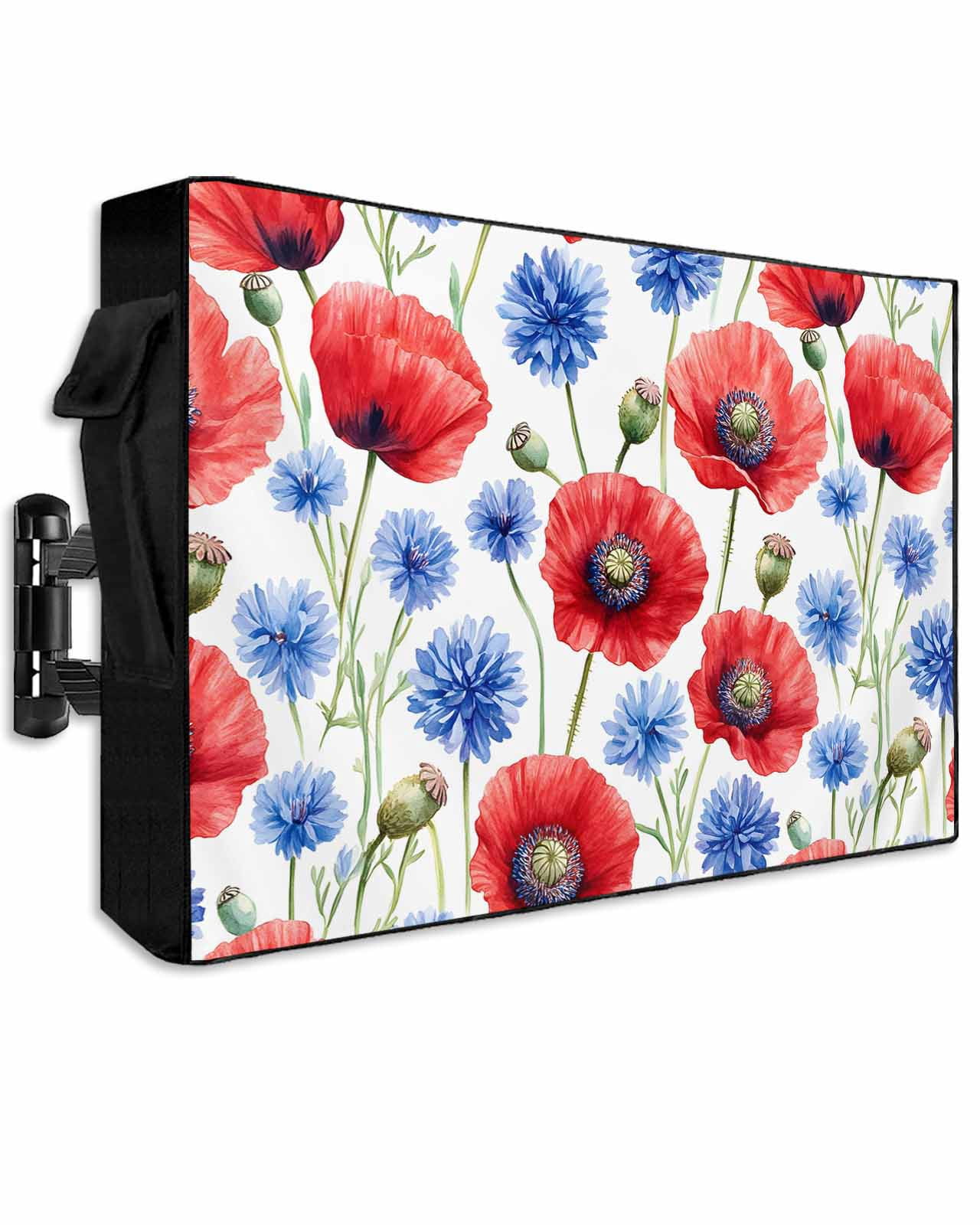 Red Poppy Flower Outdoor TV Cover 40 to 43 Inch Weatherproof, Blue ...