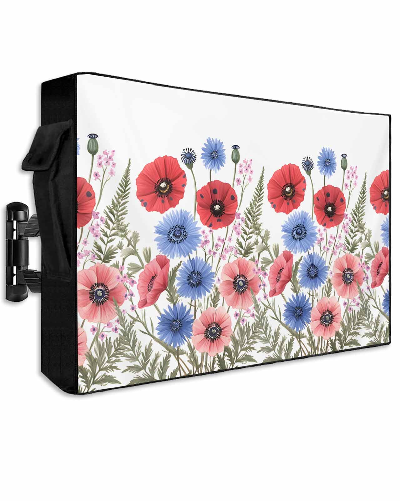Red Poppy Flower Outdoor TV Cover 70 to 75 Inch Weatherproof, Blue Pink ...