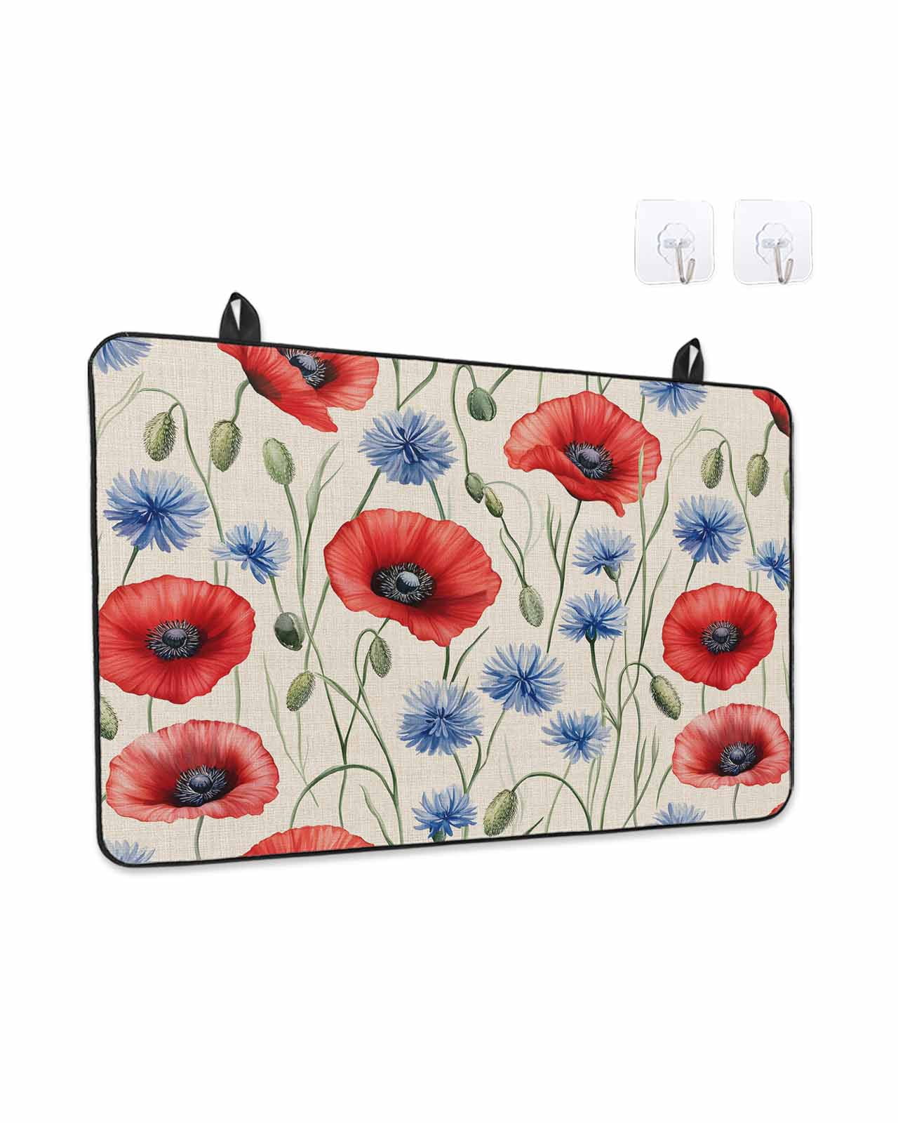 Red Poppy Flower Stove Top Covers for Electric Stove, Kitchen Glass ...