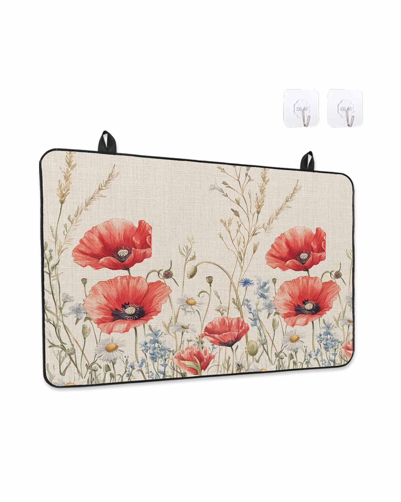 Red Poppy Flower Stove Top Covers for Electric Stove, Kitchen Glass ...