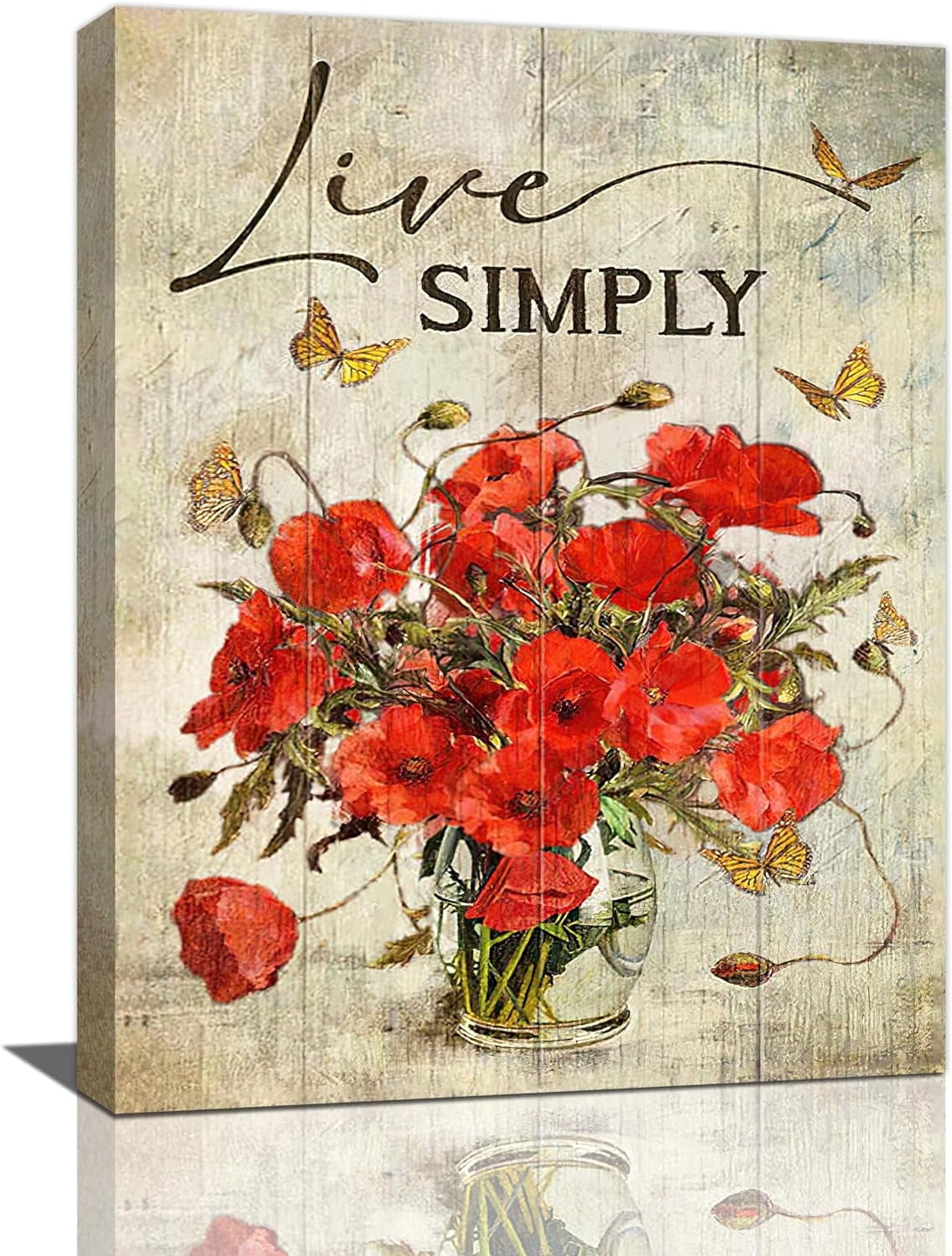 Red Poppy Flower Wall Art Poppy Floral Pictures Wall Decor Rustic Poppy ...