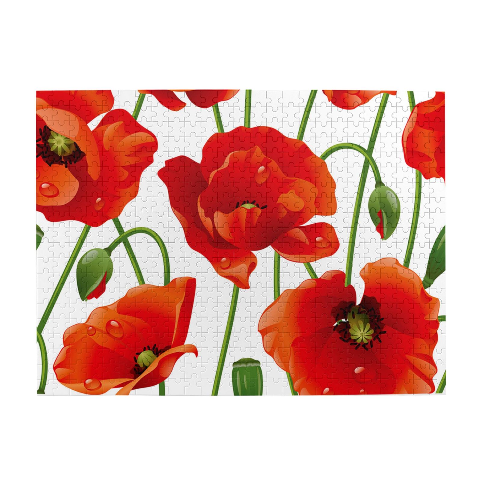 Red Poppy Flowers, Jigsaw Puzzles 500 Pieces Wooden Jigsaw Toy Family ...