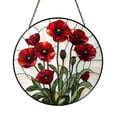 Red Poppy Flowers Stained Glass Style Window Art - Walmart.com