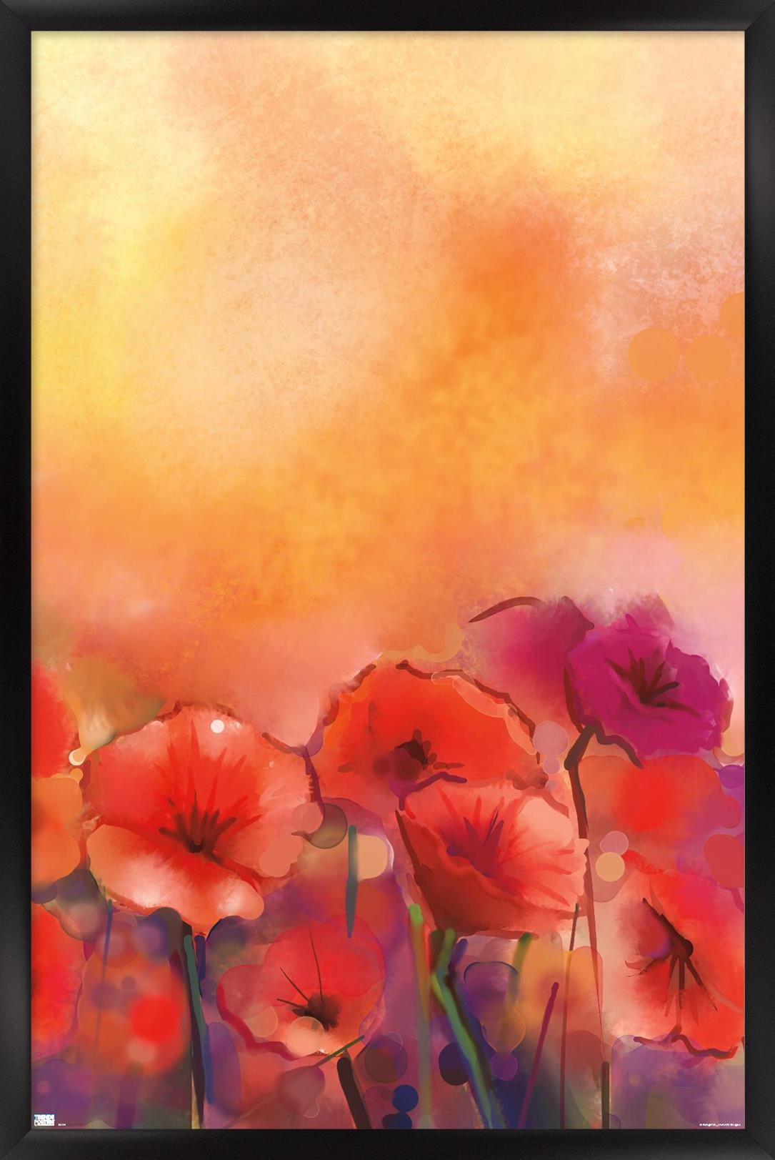 Red Poppy Flowers Wall Poster, 22.375" x 34" Framed - Walmart.com