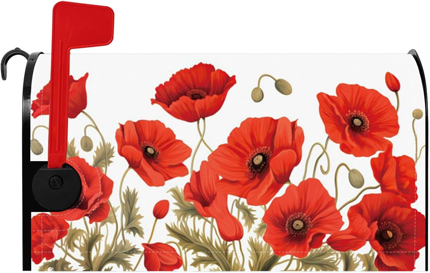 Red Poppy Mailbox Covers Romantic Floral Flowers Mailbox Wraps Magnetic ...