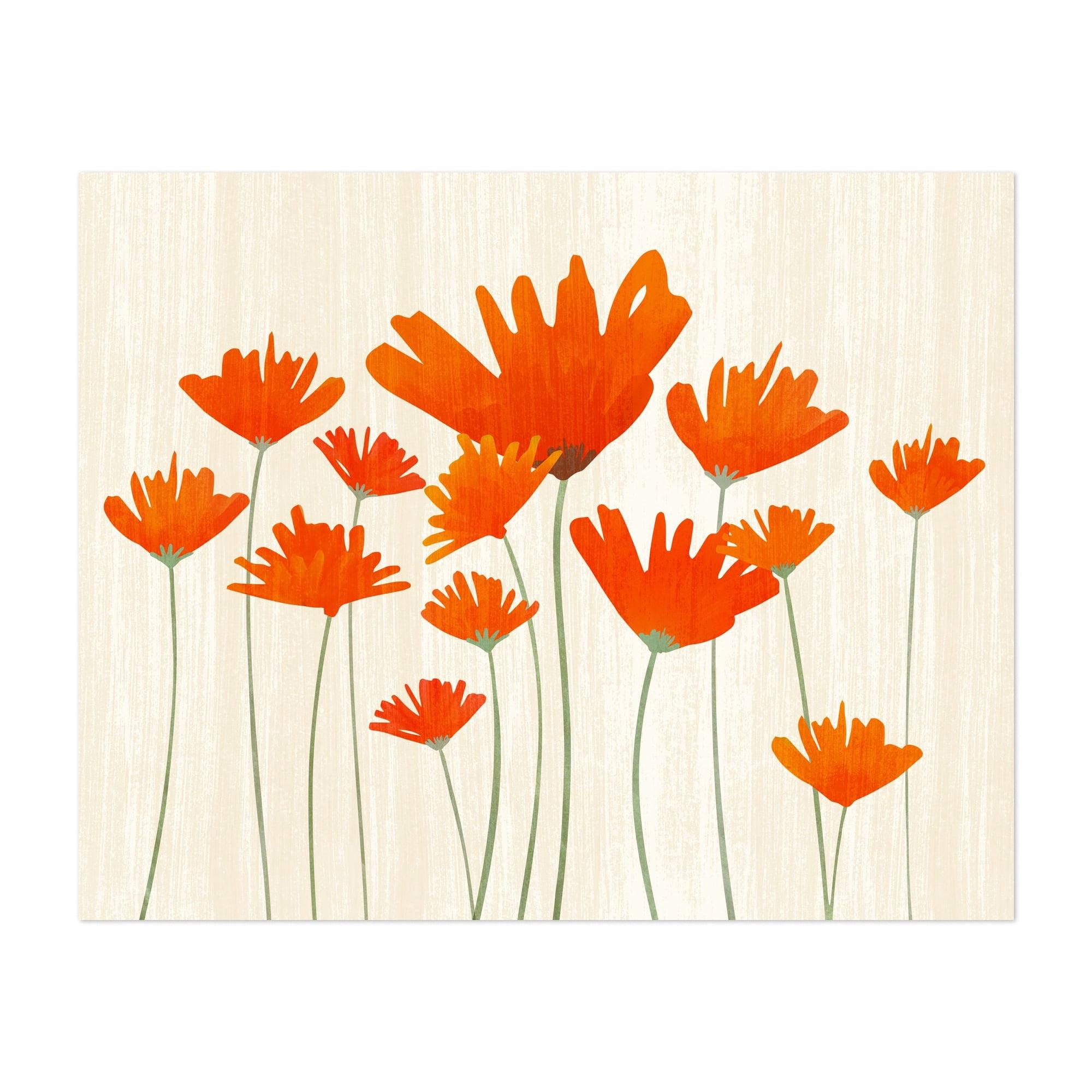 Red Poppy Meadow - Painting Floral Flowers Minimalist Botanical Modern ...