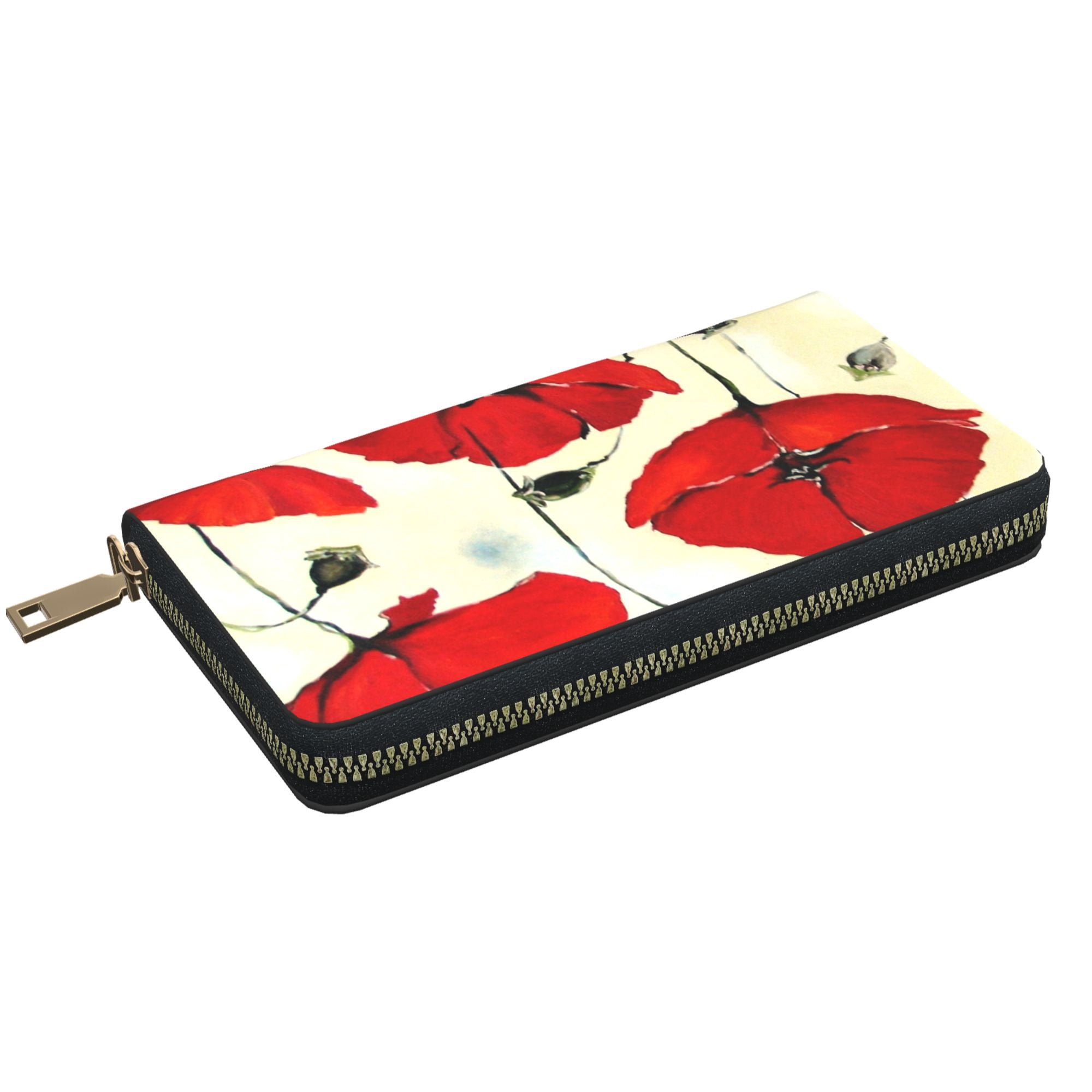 Red Poppy Oil Painting For Women Leather Zip Phone Clutch Pu Clutch ...