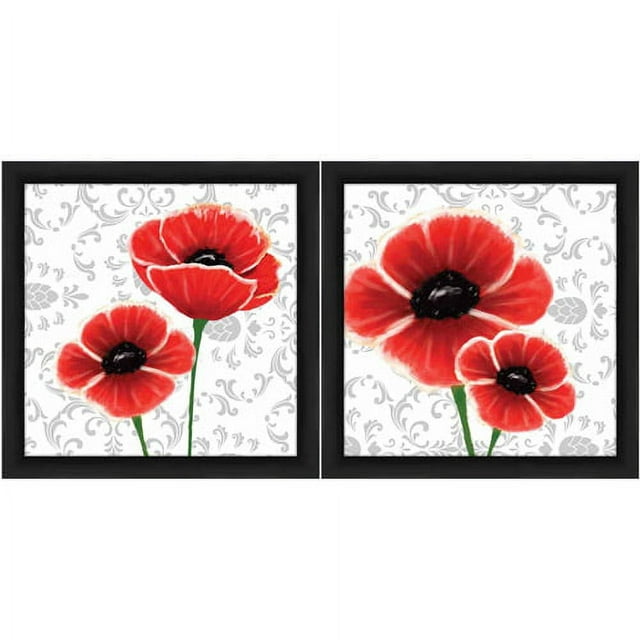 Red Poppy Patterns Floral Wall Art, Set of 2 - Walmart.com