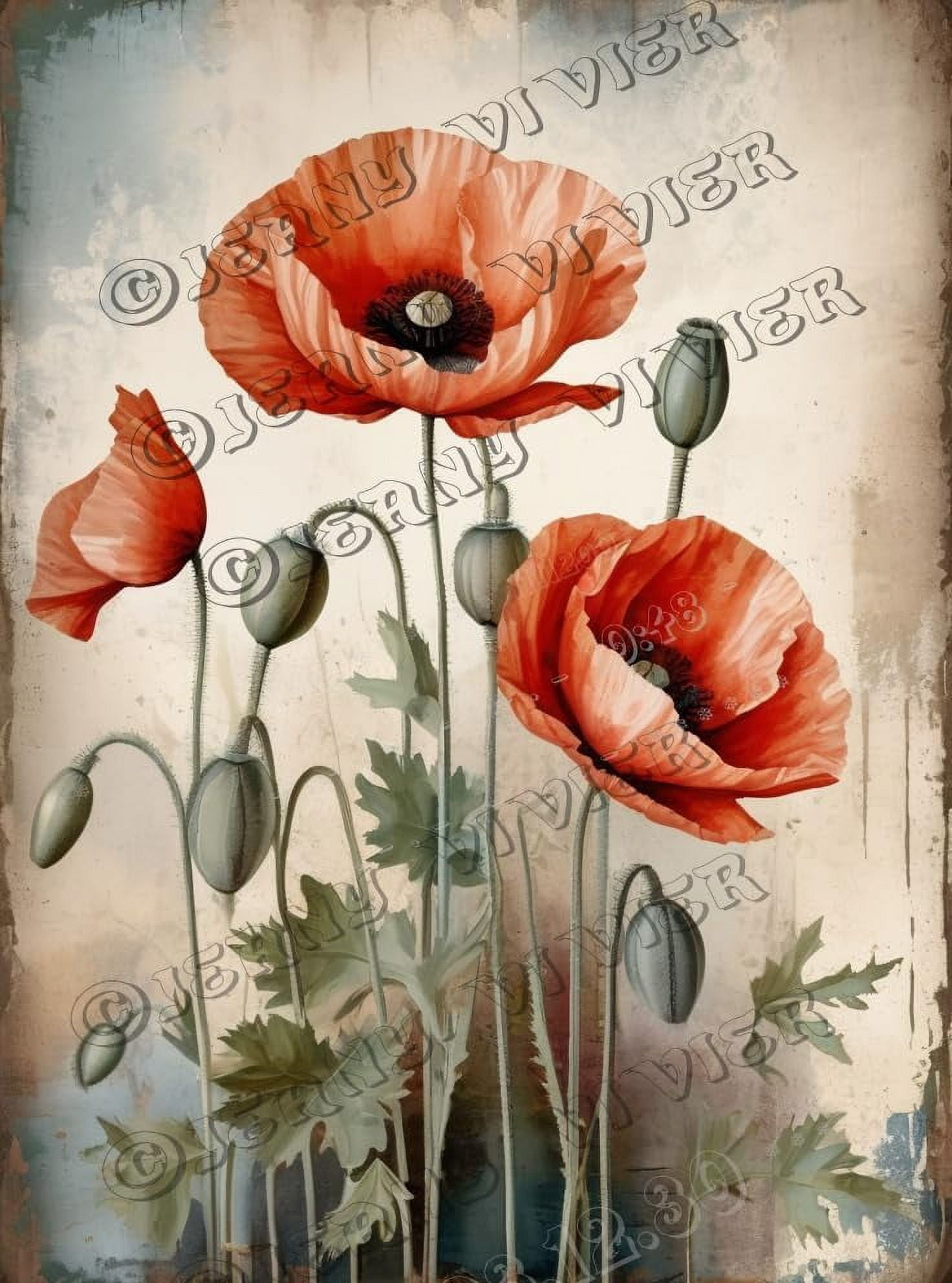 Red Poppy Retro Aluminum Sign 5.5x8 IN Metal Sign Rose Flower Wall Art ...