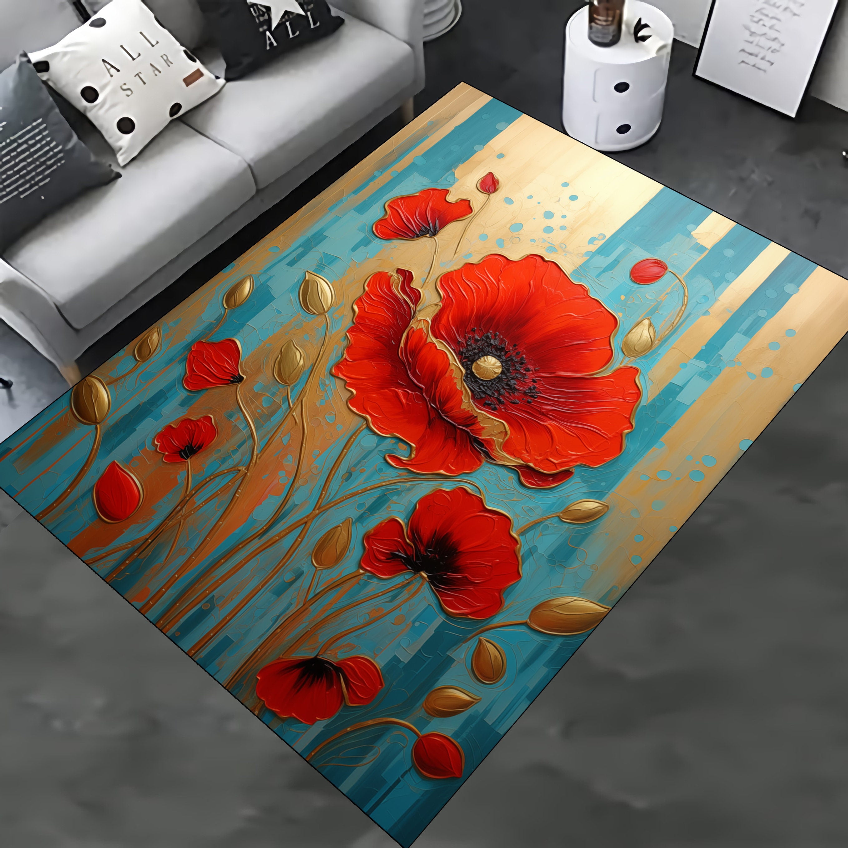 Red Poppy Rug 1.5x2.5 ft = 50x75 cm Washable Rug - Walmart.com