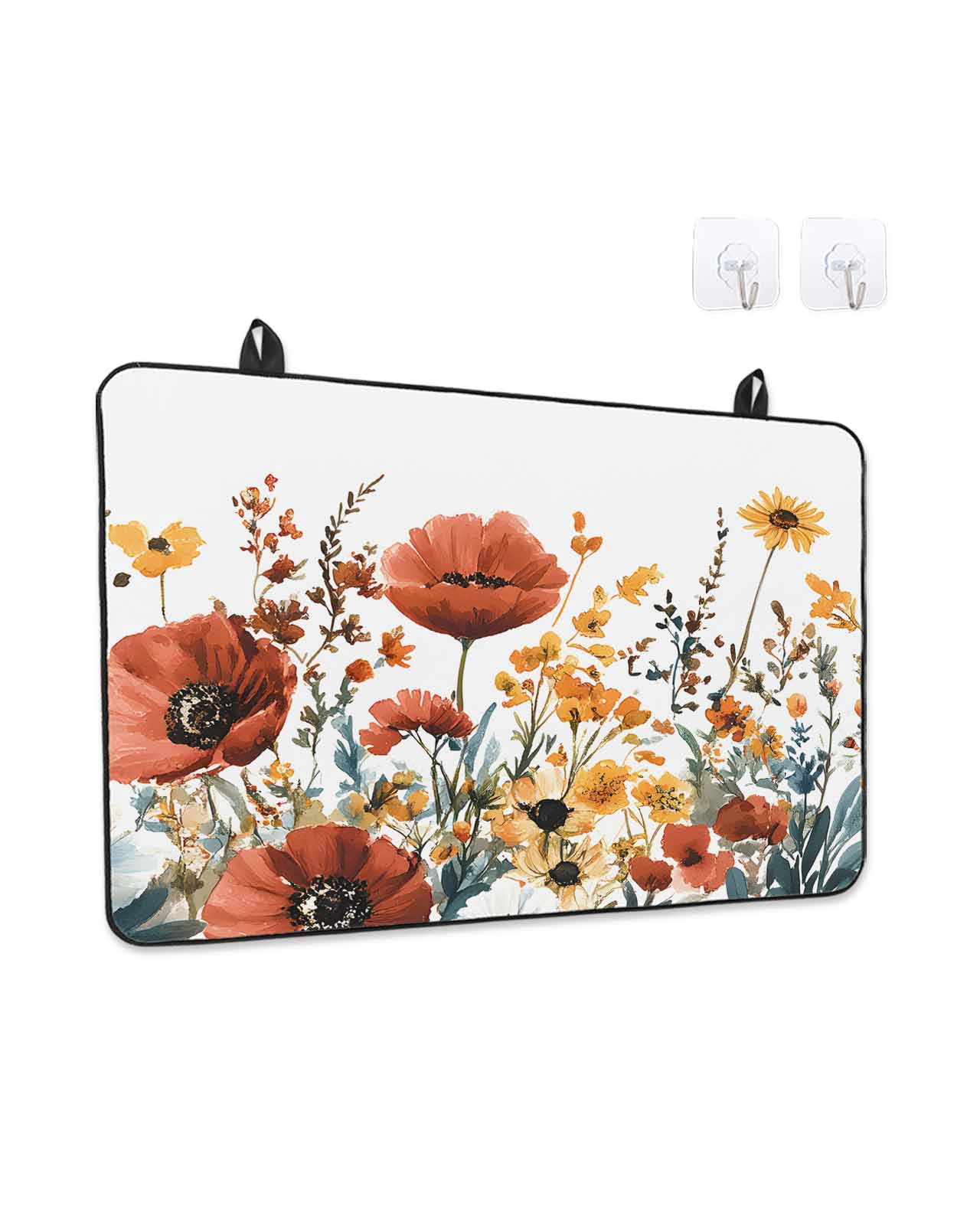 Red Poppy Sunflowers Stove Top Covers for Electric Stove, Kitchen Glass ...