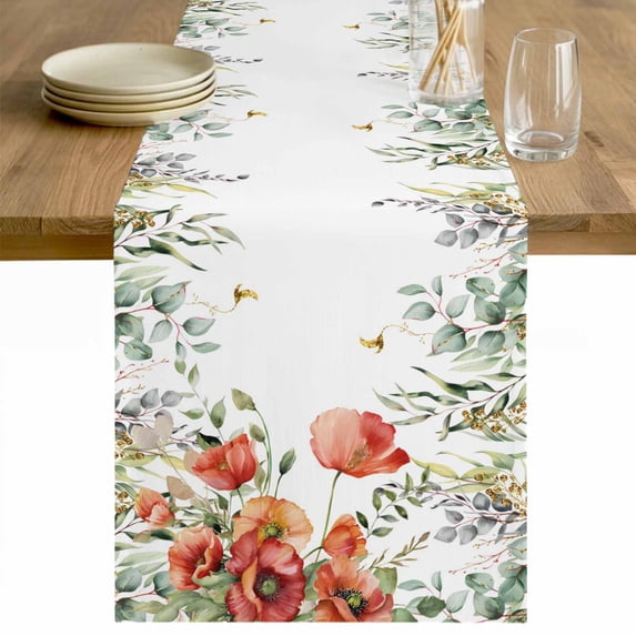 Red Poppy Table Runner 108 Inches Long Farmhouse Dress Scarves, Spring ...