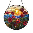 Red Poppy Window Hanging – Stained Glass Look Garden - Walmart.com