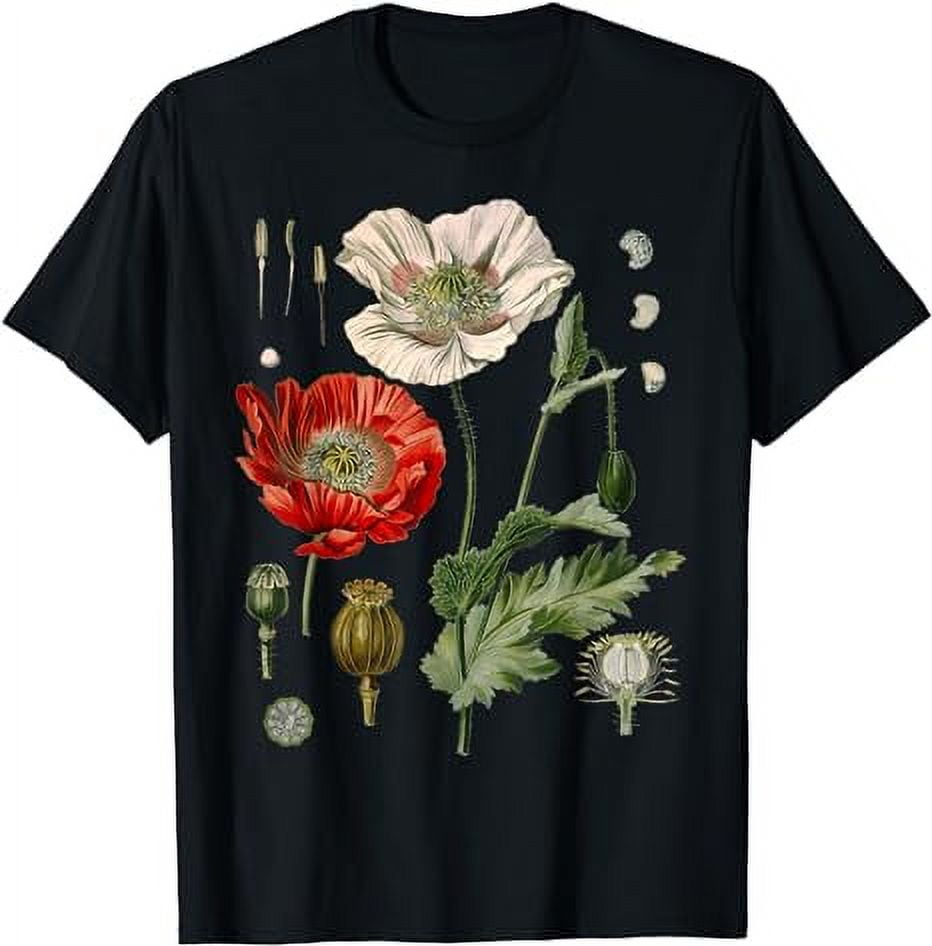 Red Poppy flower Botanical Poppies Red Poppy T-Shirt - Walmart.com