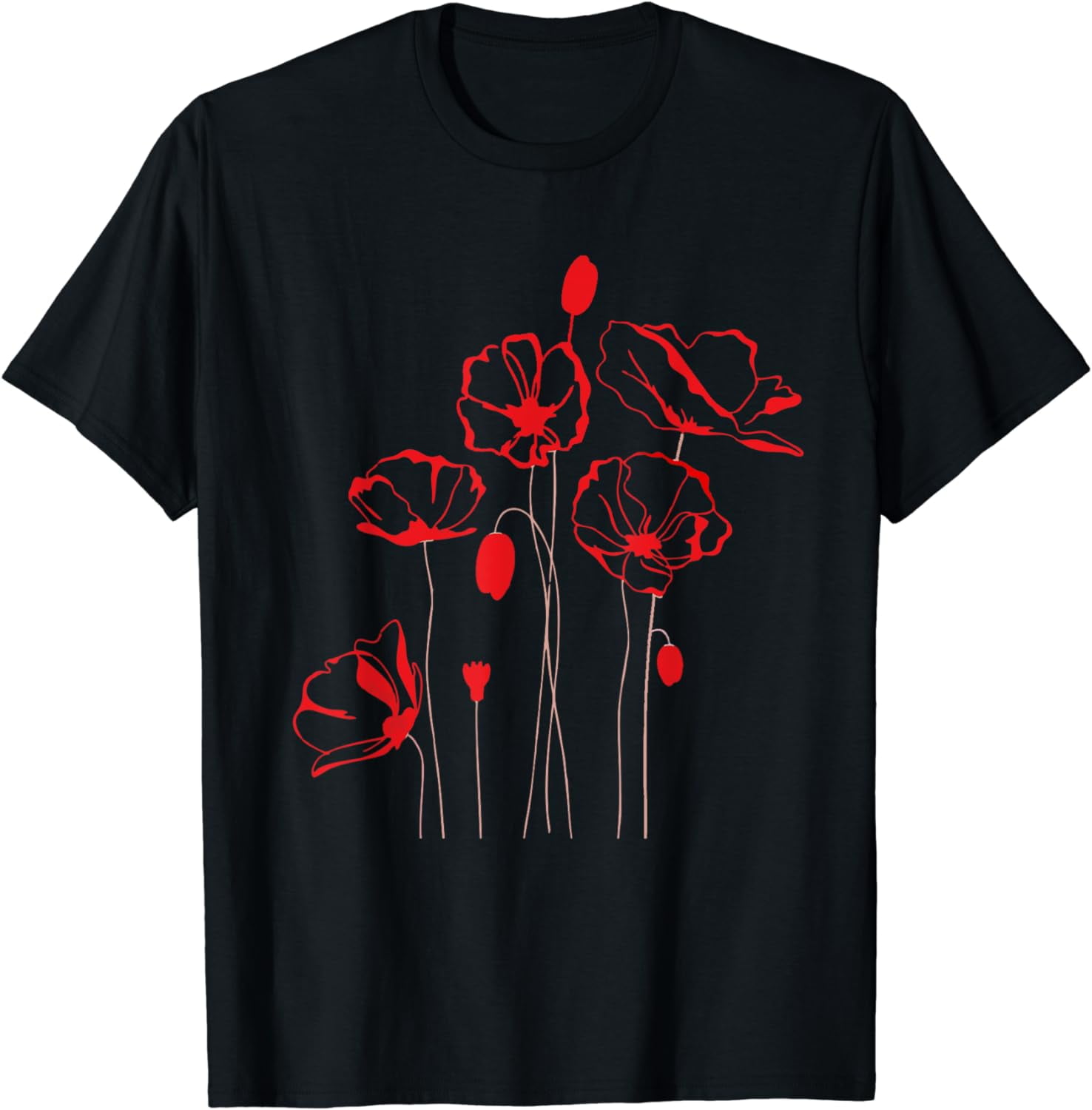 Red Poppy flower, Red Botanical Poppies, Poppy T-Shirt - Walmart.com