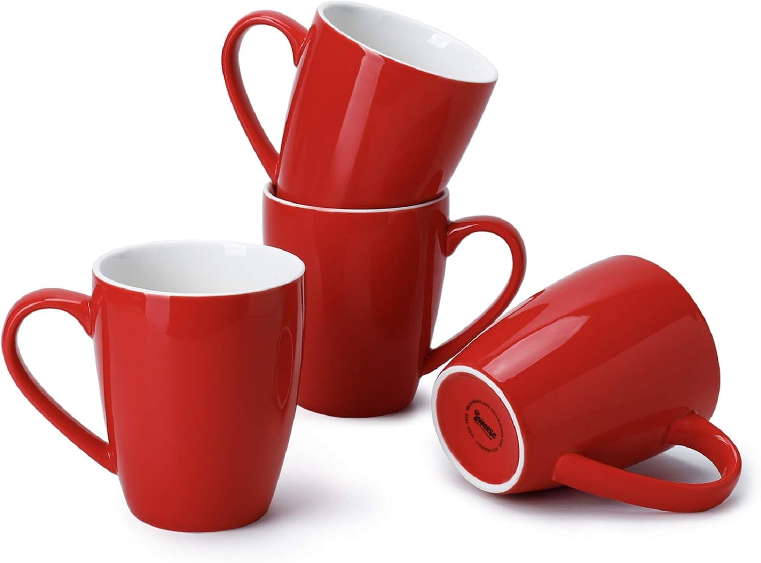 Red Porcelain Coffee Mugs - 16 Ounce (Top To the Rim) for Coffee, Latte ...