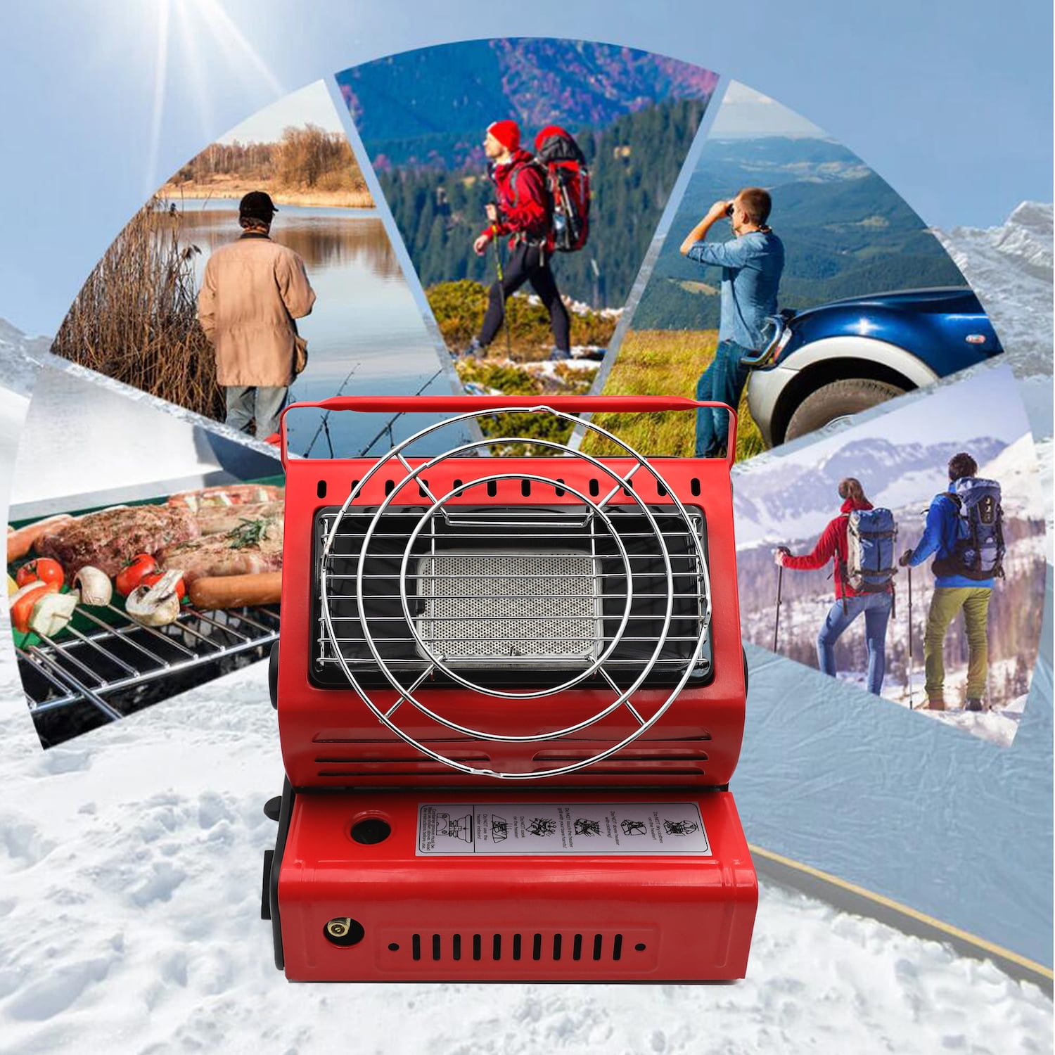 Red Portable Dual Purpose Stove Gas Heater Cooking Burner Outdoor ...