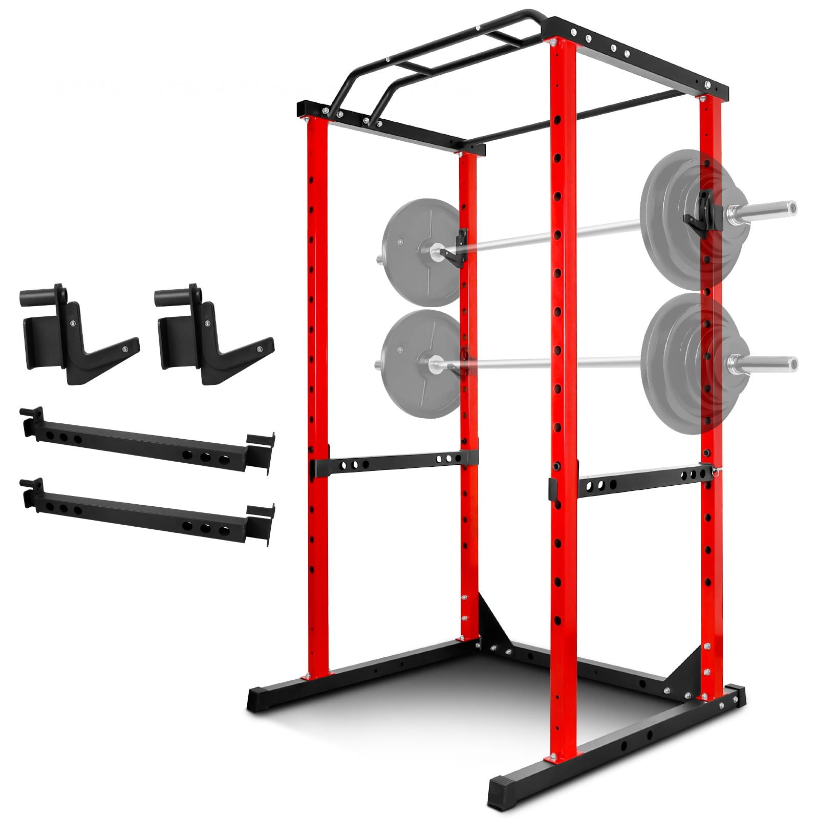 Red Power Cage, 2”x2”Square Power Rack, Multi - Grip Squat Rack for ...