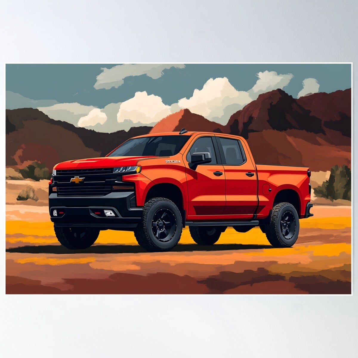 Red Power: Digital Pop Art Chevrolet Silverado Ii Poster Wall Art ...