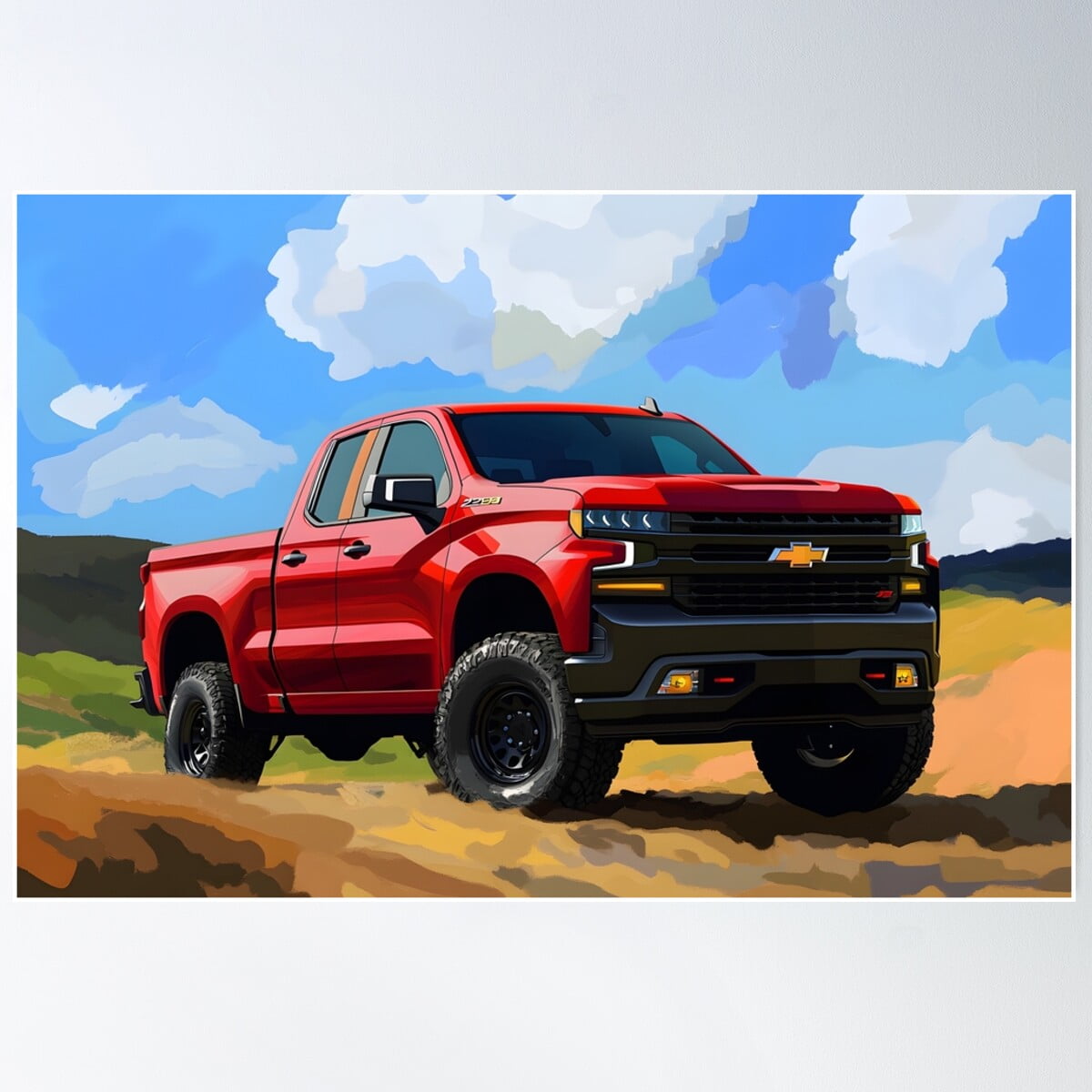 Red Power: Digital Pop Art Chevrolet Silverado Poster Wall Art, Modern ...