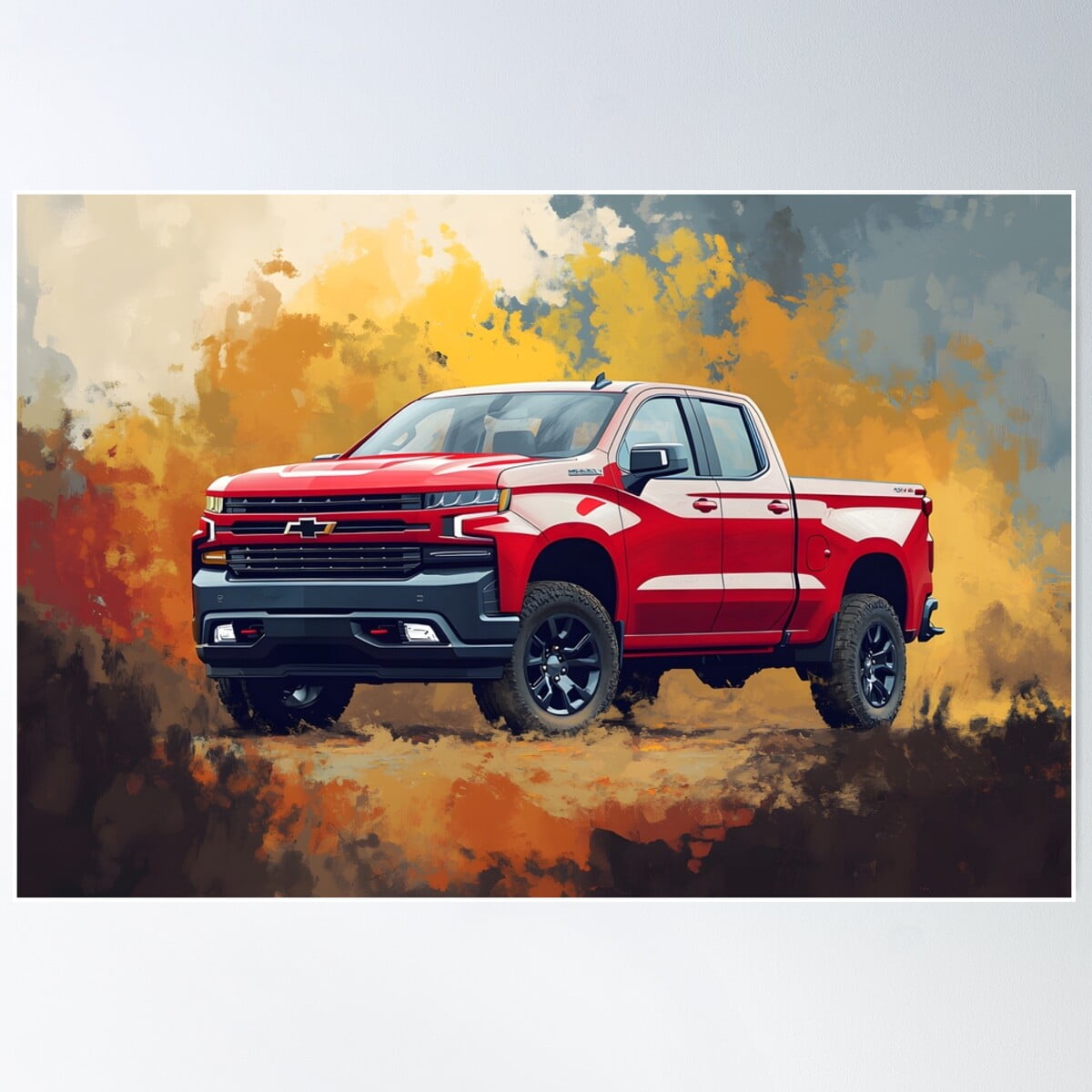 Red Power: Digital Pop Art Chevrolet Silverado V Poster Wall Art ...