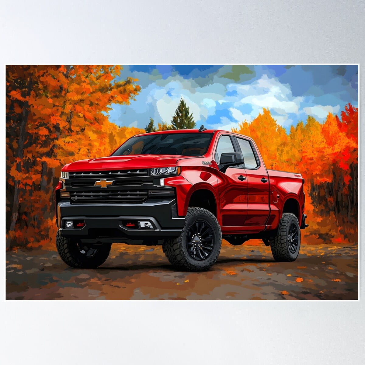 Red Power: Digital Pop Art Chevrolet Silverado Vi Poster Wall Art ...