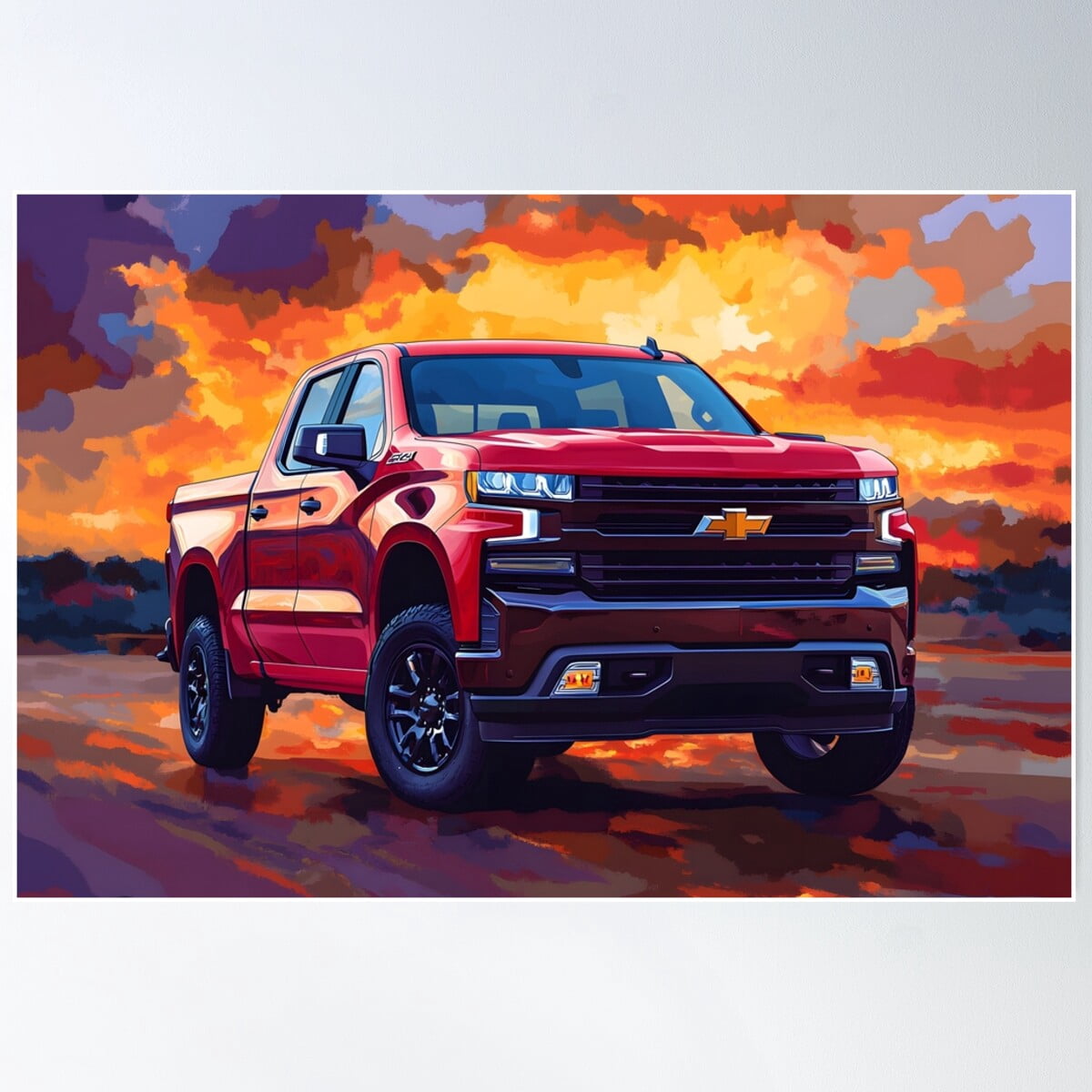 Red Power: Digital Pop Art Chevrolet Silverado Viii Poster Wall Art ...