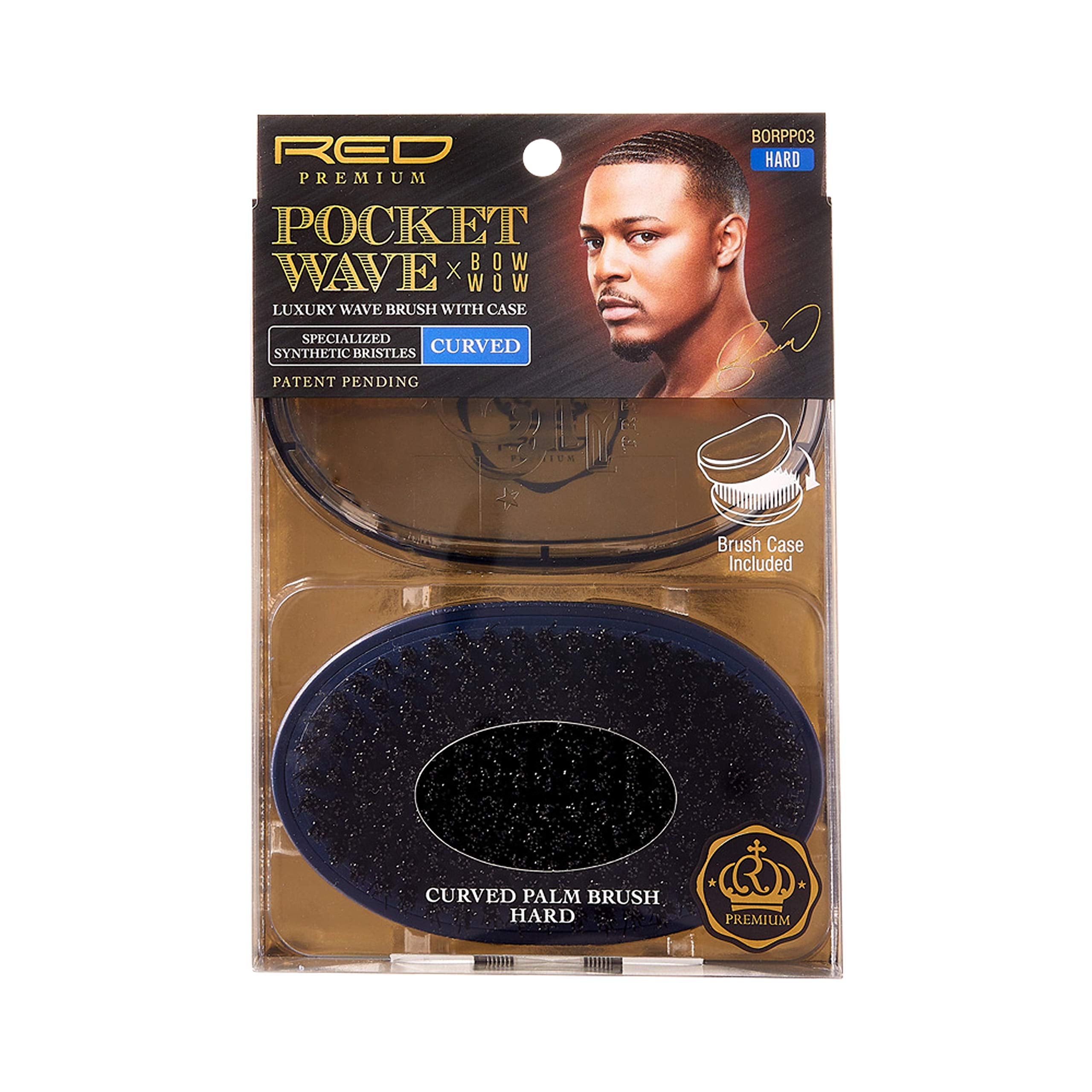 Red Premium Pocket Wave Bow Wow Curved Palm Brush (Hard) - Walmart.com