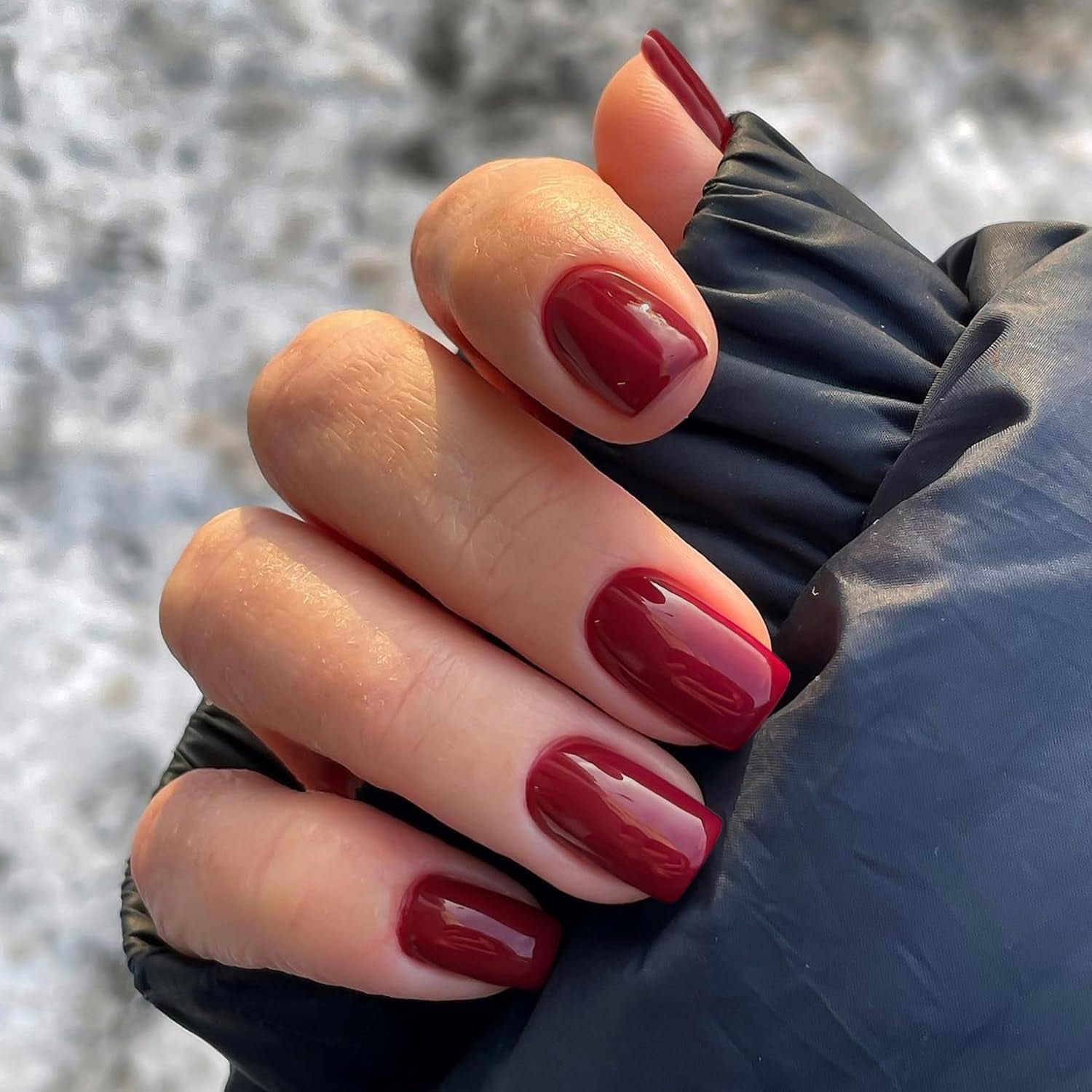 Red Press on Nails Medium Short Square Nails, Acrylic Nails Glue on ...