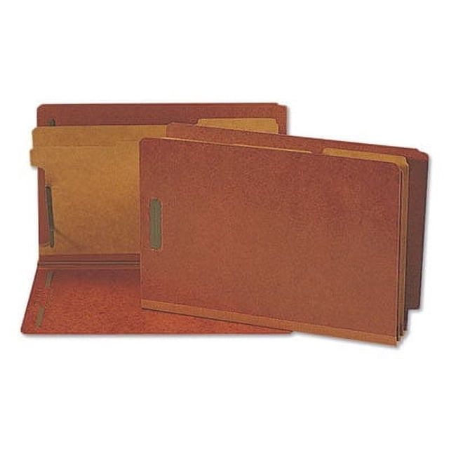 Red Pressboard End Tab Classification Folders, 2 Dividers, Legal Size ...