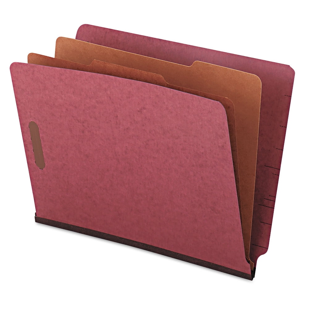 Red Pressboard End Tab Classification Folders, 2 Dividers, Letter Size ...