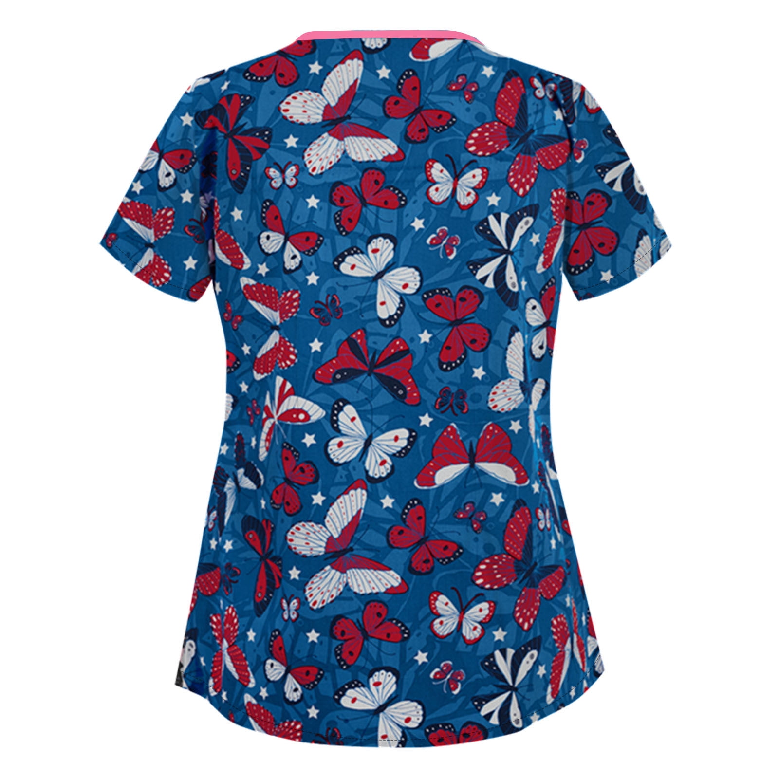 Red Print Tshirts for Women Fall Summer Short Sleeve V Neck Work ...