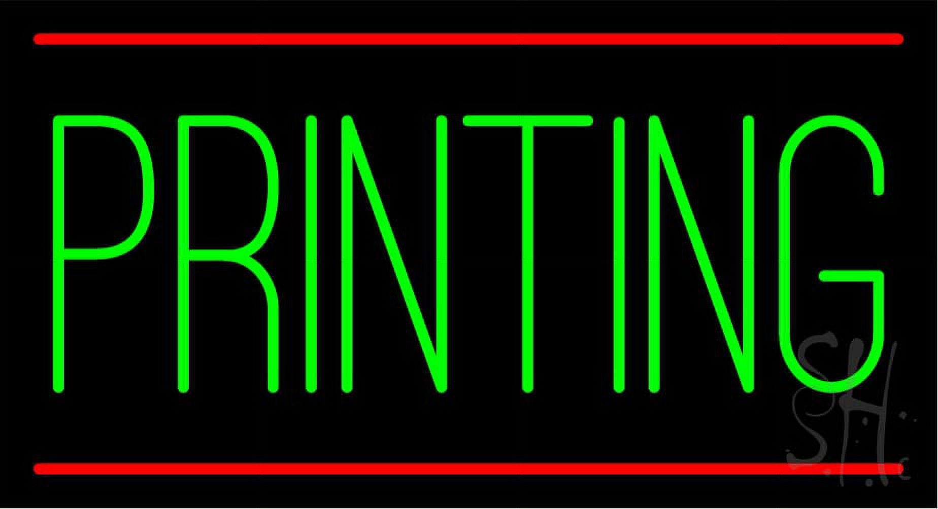 Red Printing with Green Border LED Neon Sign 20 x 37 - inches, Clear ...