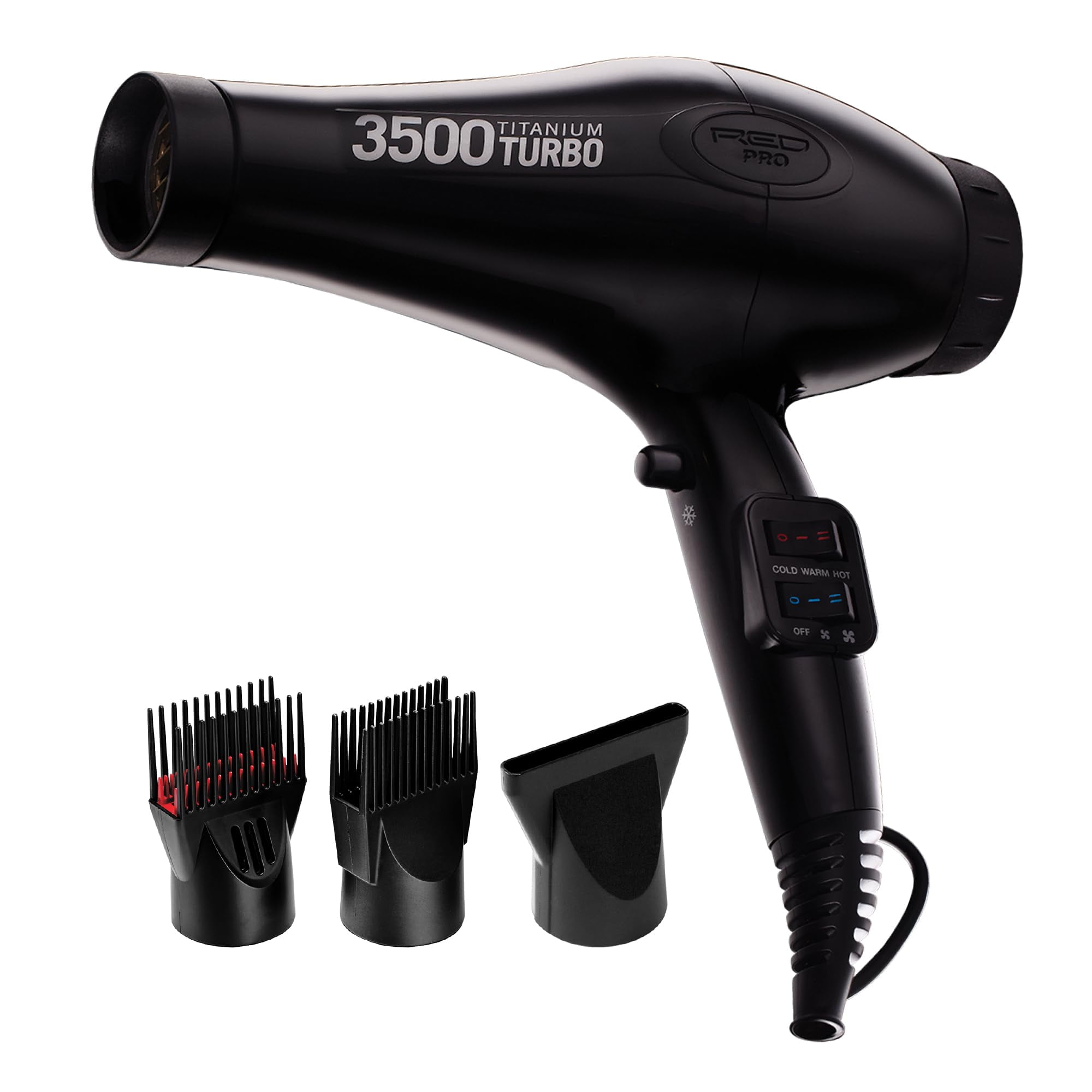 Red Pro Hair Dryer 3500W Turbo Titanium Blow Dryer with Detangler Comb ...
